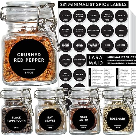 OIIKI 432PCS Spice Lables Stickers, 1.4in Black Spice Labels for ...