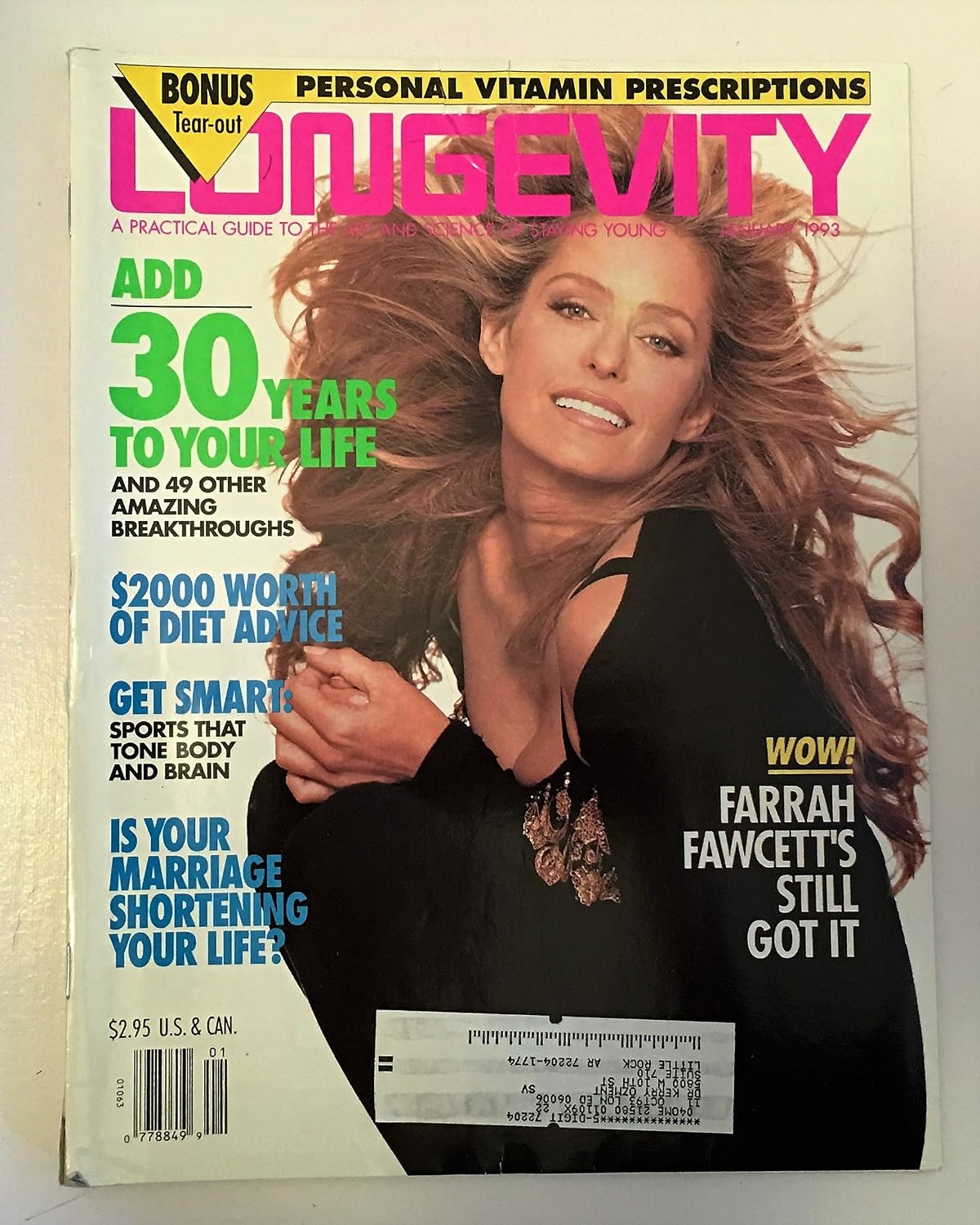 Longevity Magazine Jan 1993 Farrah Fawcett Cover: Illustrated: Amazon ...