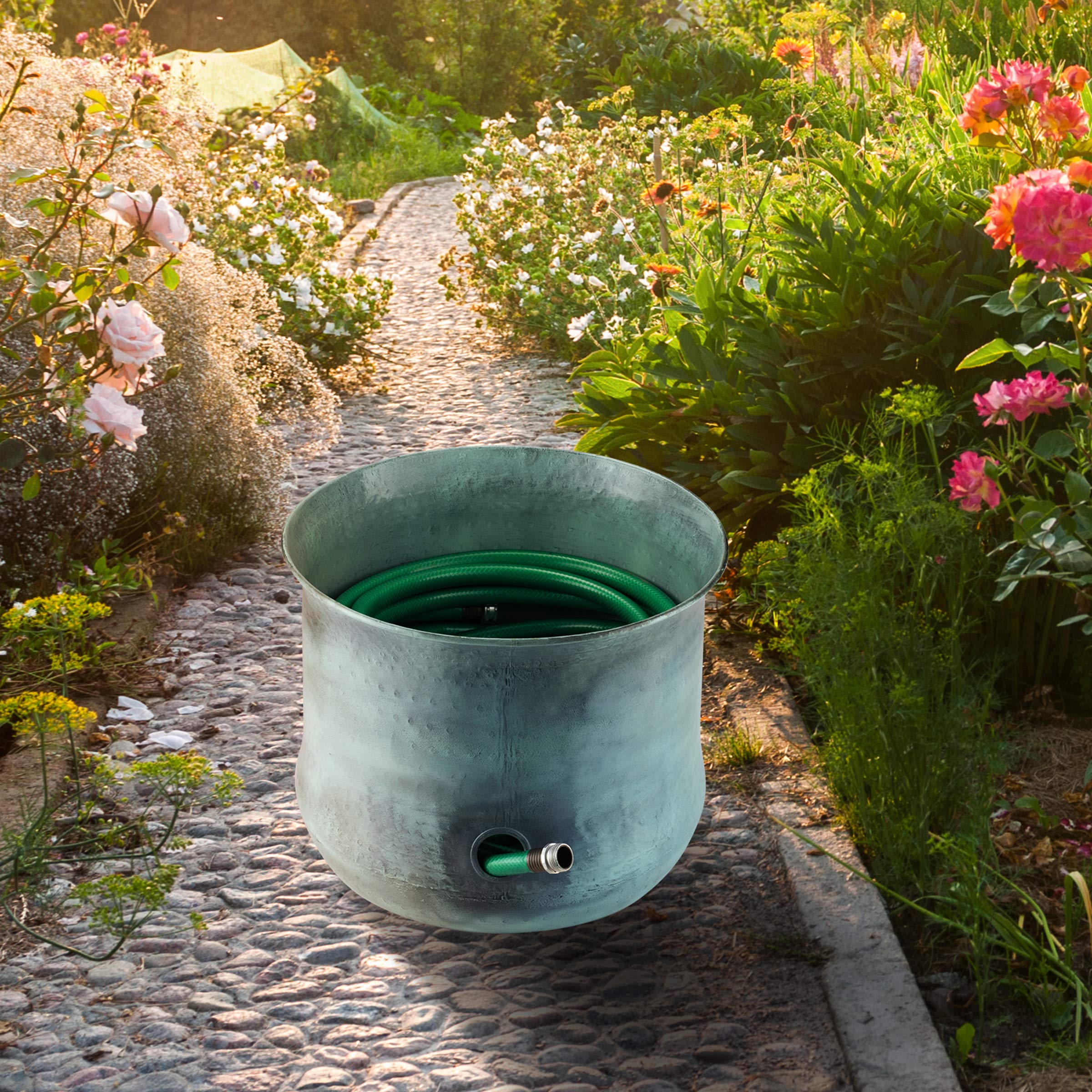 LifeSmart Decorative Garden Hose Holder Water Hose Storage Pot Outdoor ...