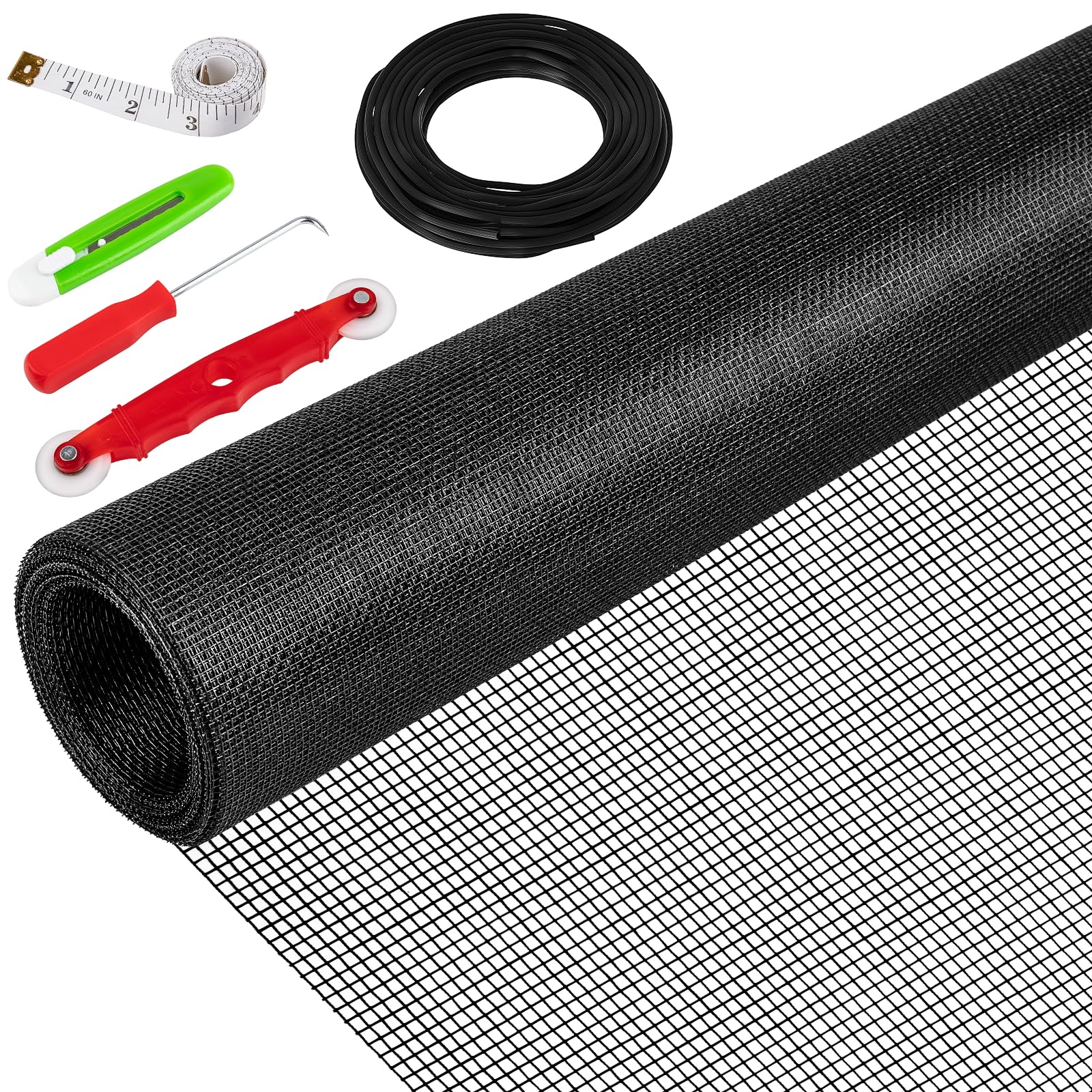 48"X236" Window Screen Replacement Kit, 6 in 1 Window Screen Door ...