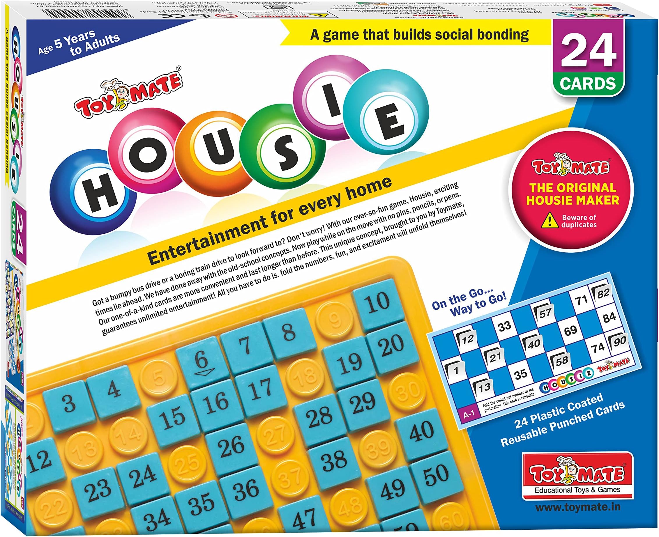 Buy toymate HOUSIE 24 Reusable Cards- Family Fun Game for Small ...