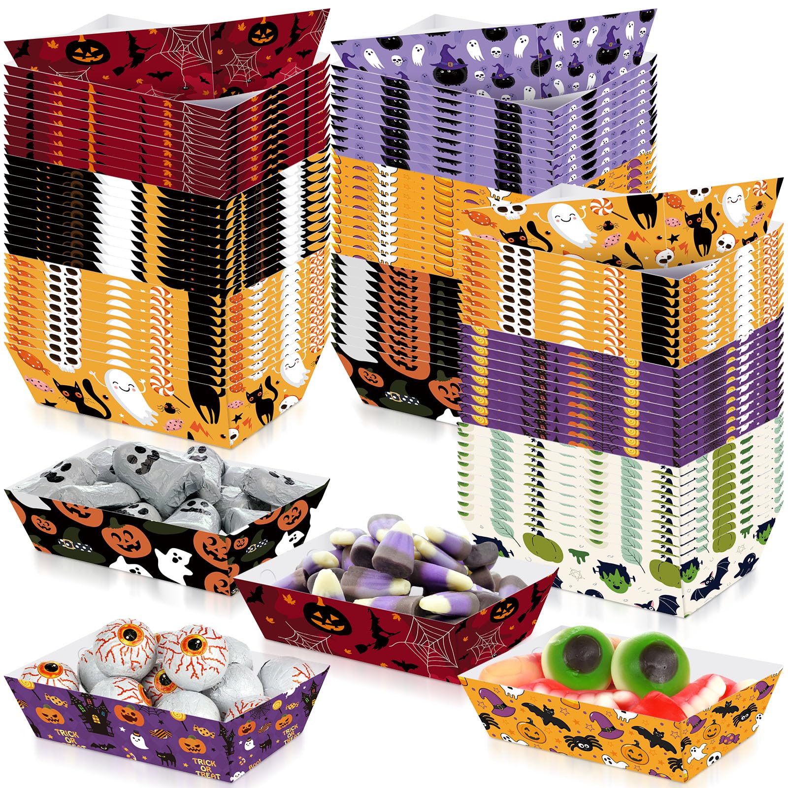Patelai 240 Pcs Halloween Paper Food Trays Snack Nacho Trays Paper Food ...