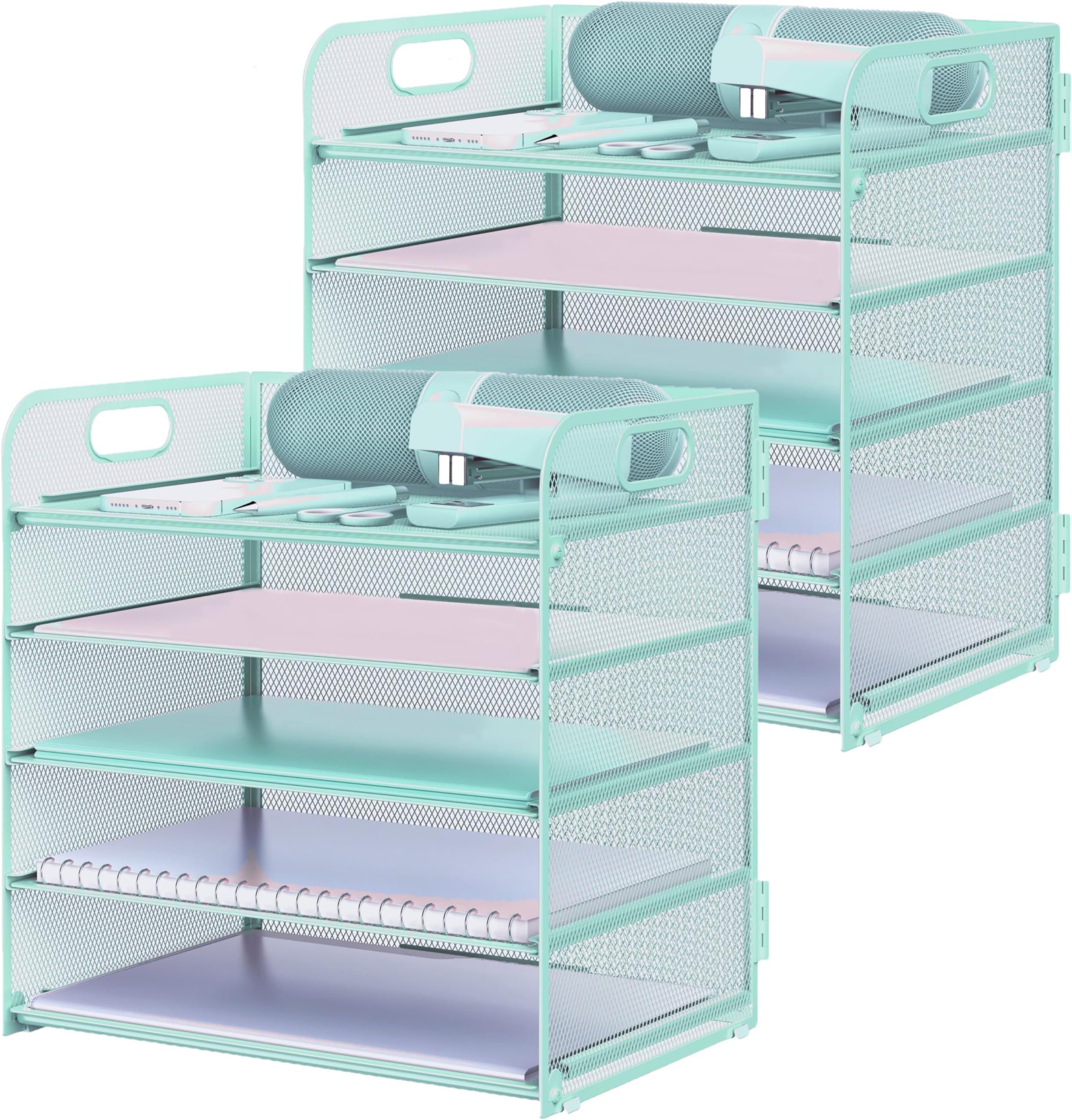 Amazon.com: 2 Pack Letter Tray Paper Organizer 5-Tier Desk Organizer ...