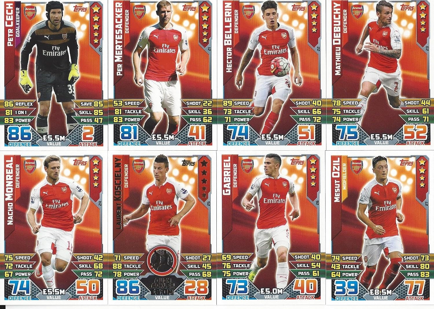 Match Attax 2015/2016 Arsenal Team Base Set Plus Star Player, Captain ...