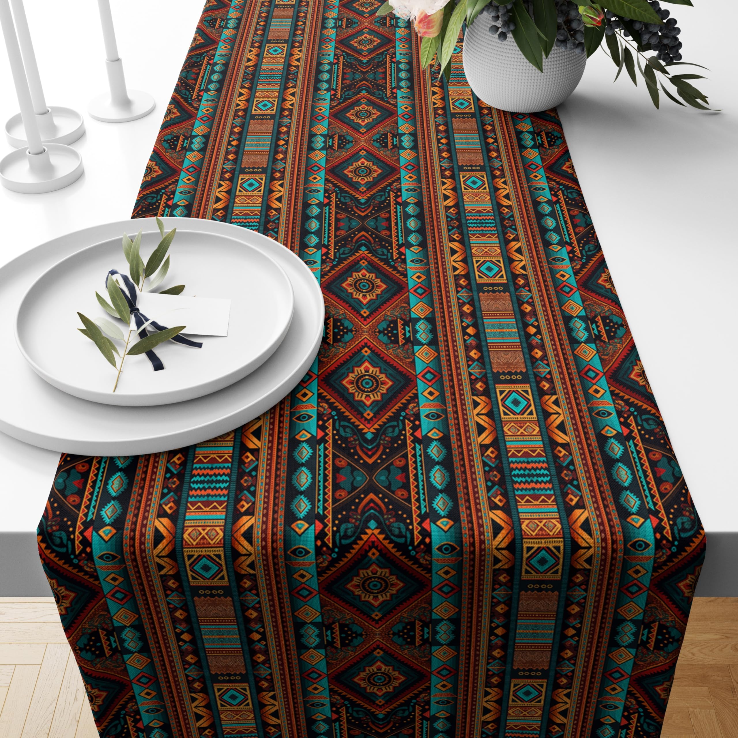 Amazon.com: Aztec Farmhouse Table Runner, Southwestern Style Native ...