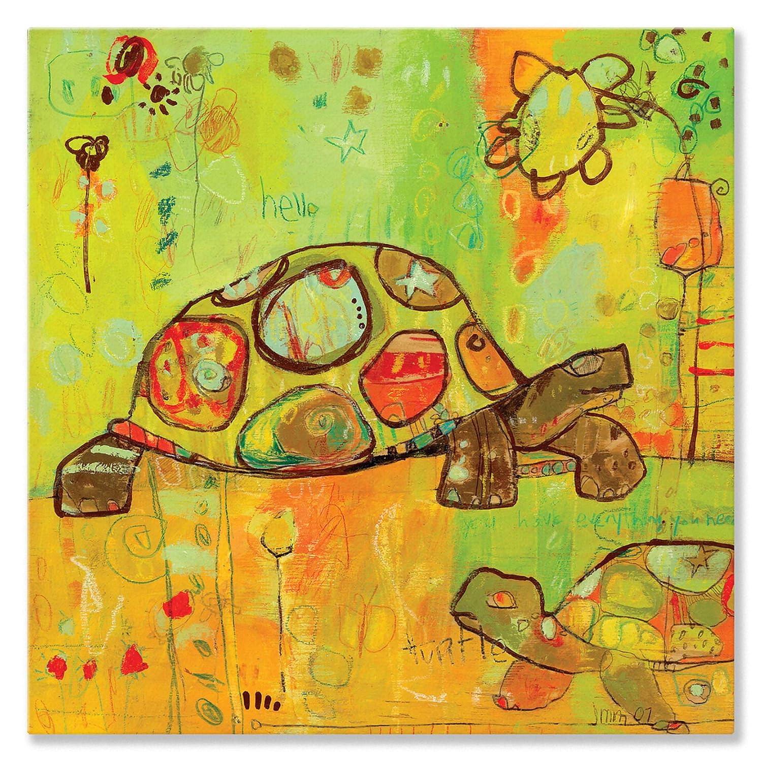 BR &Nameinternal - Hello Turtles 10x10 Canvas Wall Art, by Jennifer ...