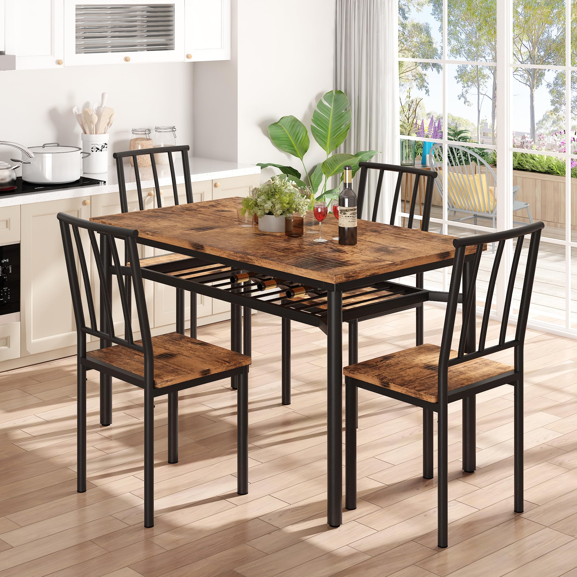 Amazon.com - AWQM Kitchen Table Chairs Set of 4, Dining Table Set with ...