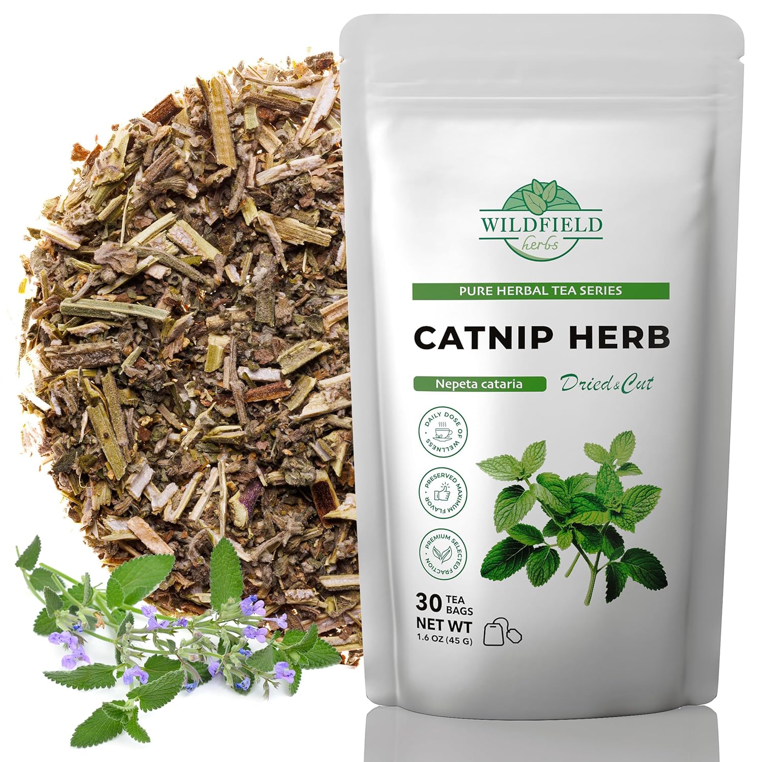 Amazon.com : 30 Bags Catnip Tea Bags Catnip Herb Tea (Nepeta L.) - 30 Count 1.5g Tea Bags Cat ...
