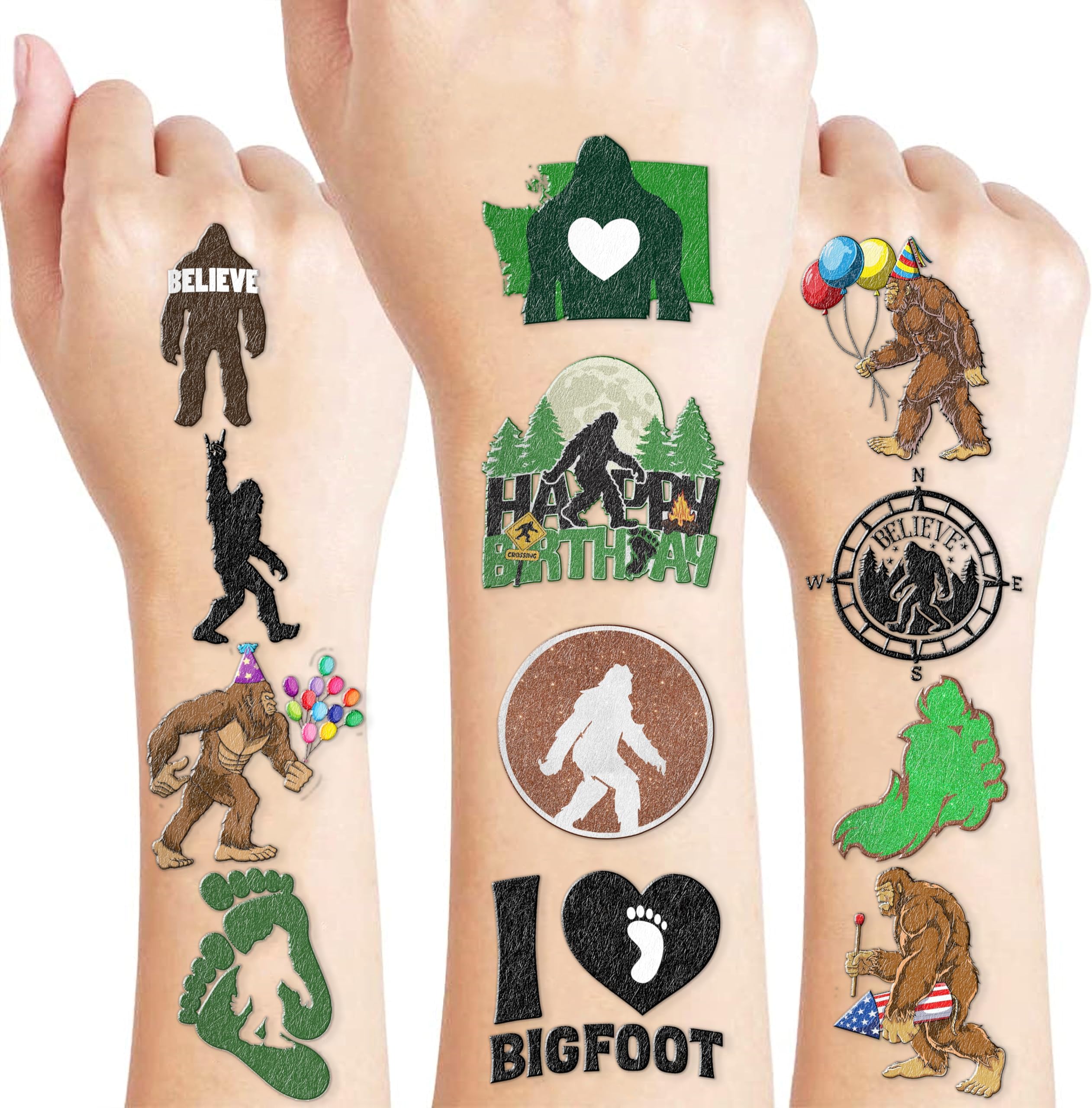 Amazon.com : Bigfoot Temporary Tattoos 10 Sheets 100 PCS Bigfoot Jungle ...