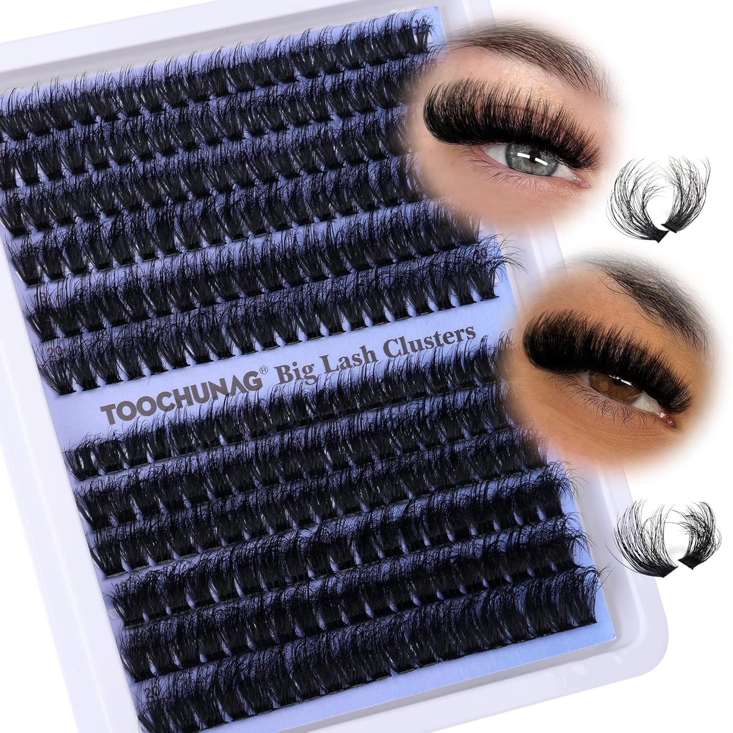 Amazon.com: TOOCHUNAG Fluffy Lash Clusters Volume Individual Lashes ...