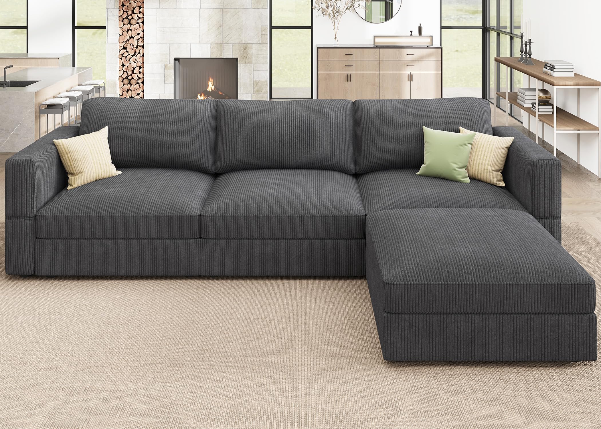 Amazon.com: HONBAY Modular Sectional Couch with Storage Corduroy ...