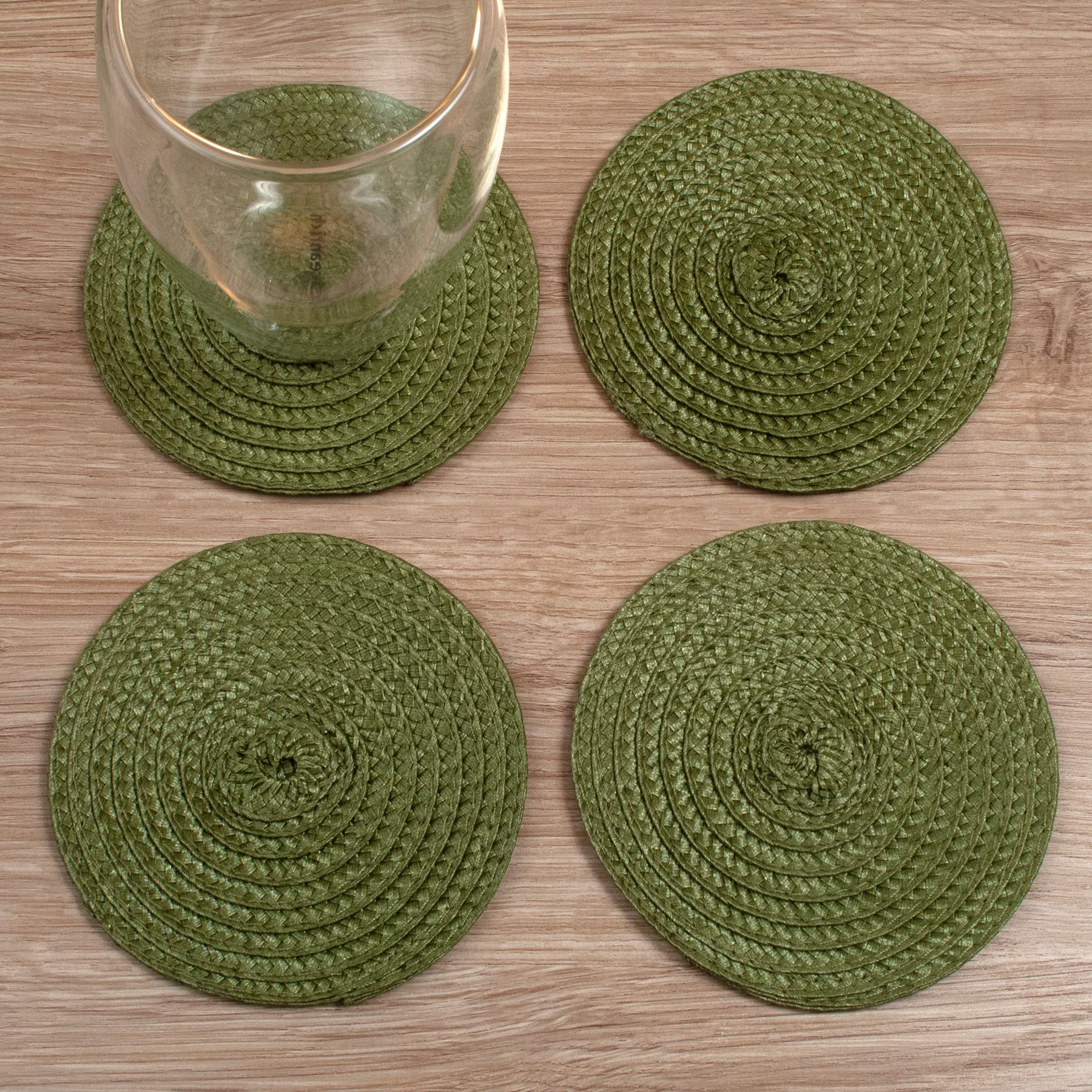 Amazon.com: Round Braided Woven Polypropylene Plastic Coaster Set of 4 ...