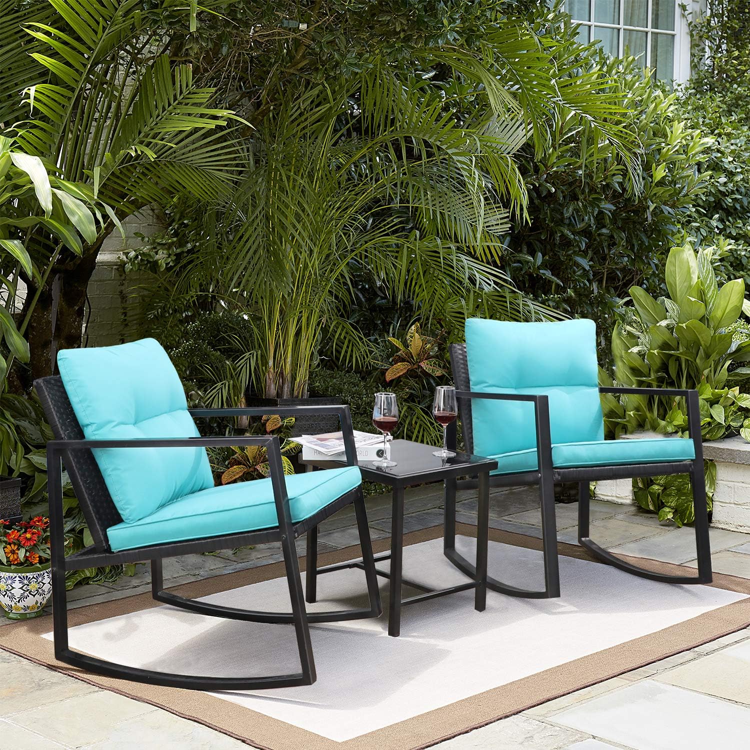 Amazon.com: Keter Rio 3 Piece Resin Wicker Patio Furniture Set with ...