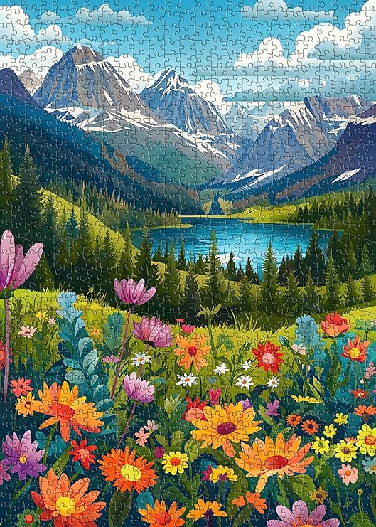 Amazon.com: Landscape Puzzles for Adults 1000 Pieces, Flower Mountain ...