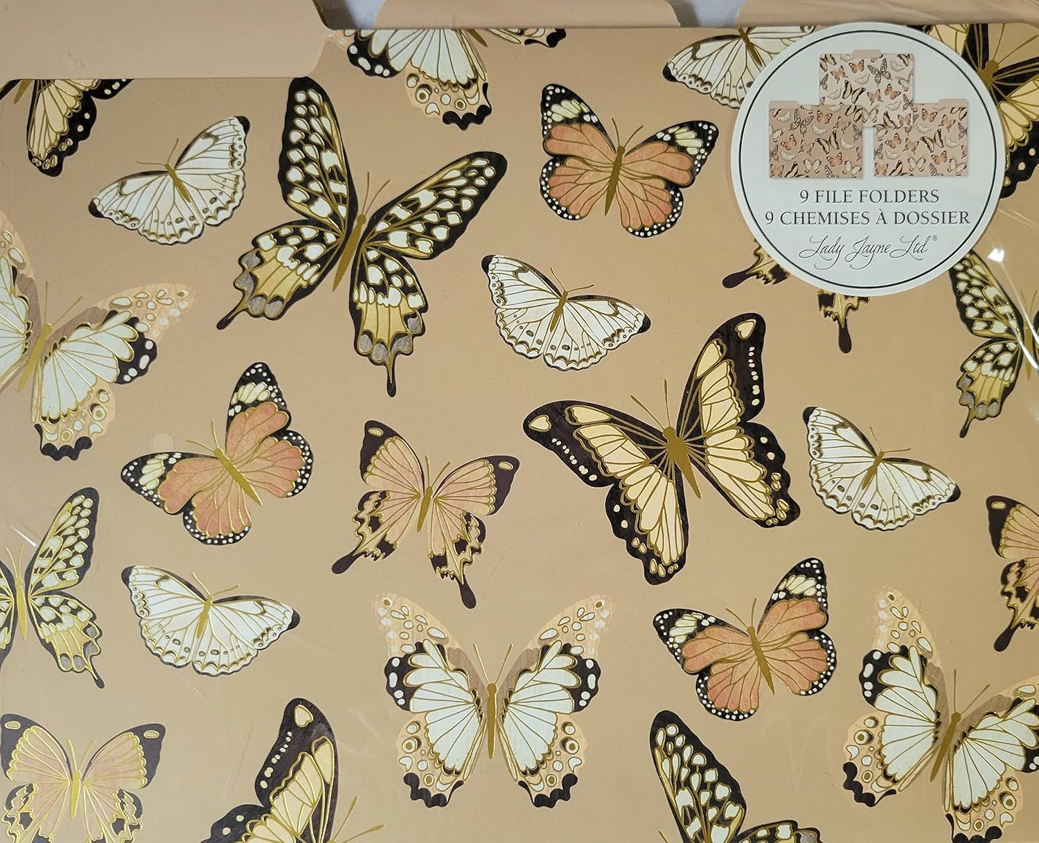 Amazon.com : Butterflies with Gold Accents File Folders | Set of 9 ...