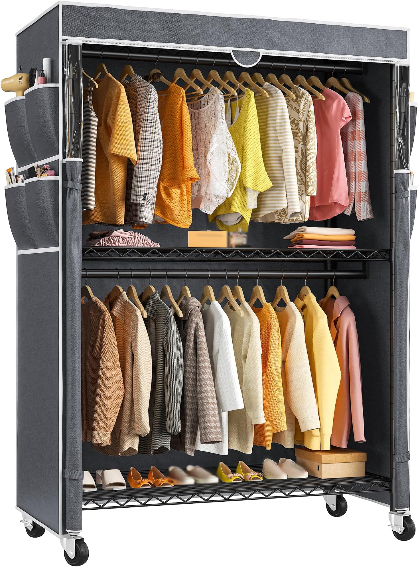 Amazon.com: Raybee Heavy Duty Clothes Rack with Cover, 81" H Clothing ...