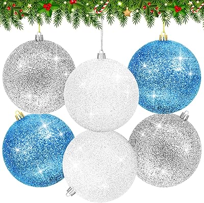 Amazon.com: Lyrow 24 Pcs 4" Glitter Christmas Ball Ornament Set ...
