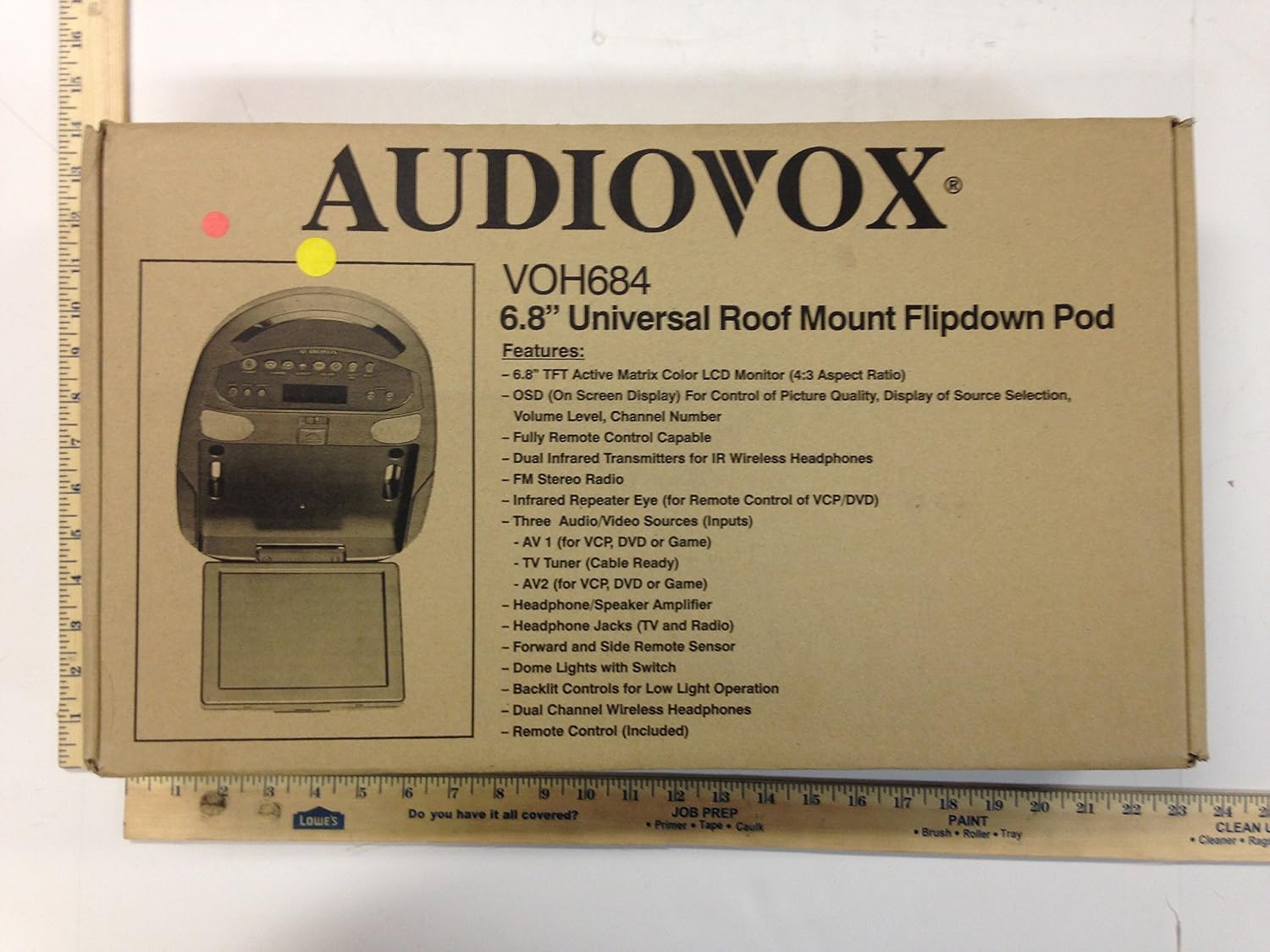 Amazon.com: AUDIOVOX VOH684 6.8" Universal Roof Mount Flipdown Pod ...