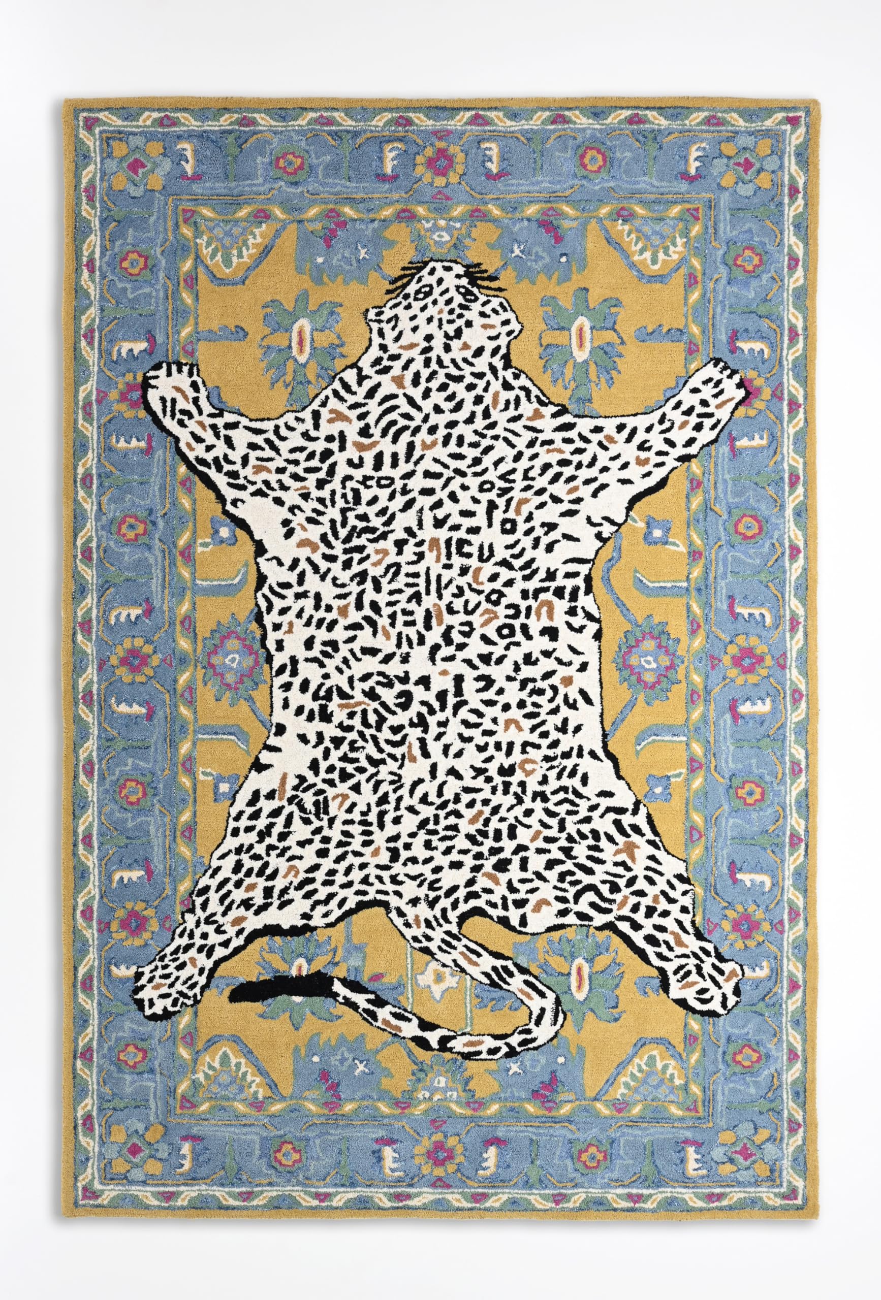 Amazon.com: Handmade Leopard Wool Area Rug with Traditional Oushak ...