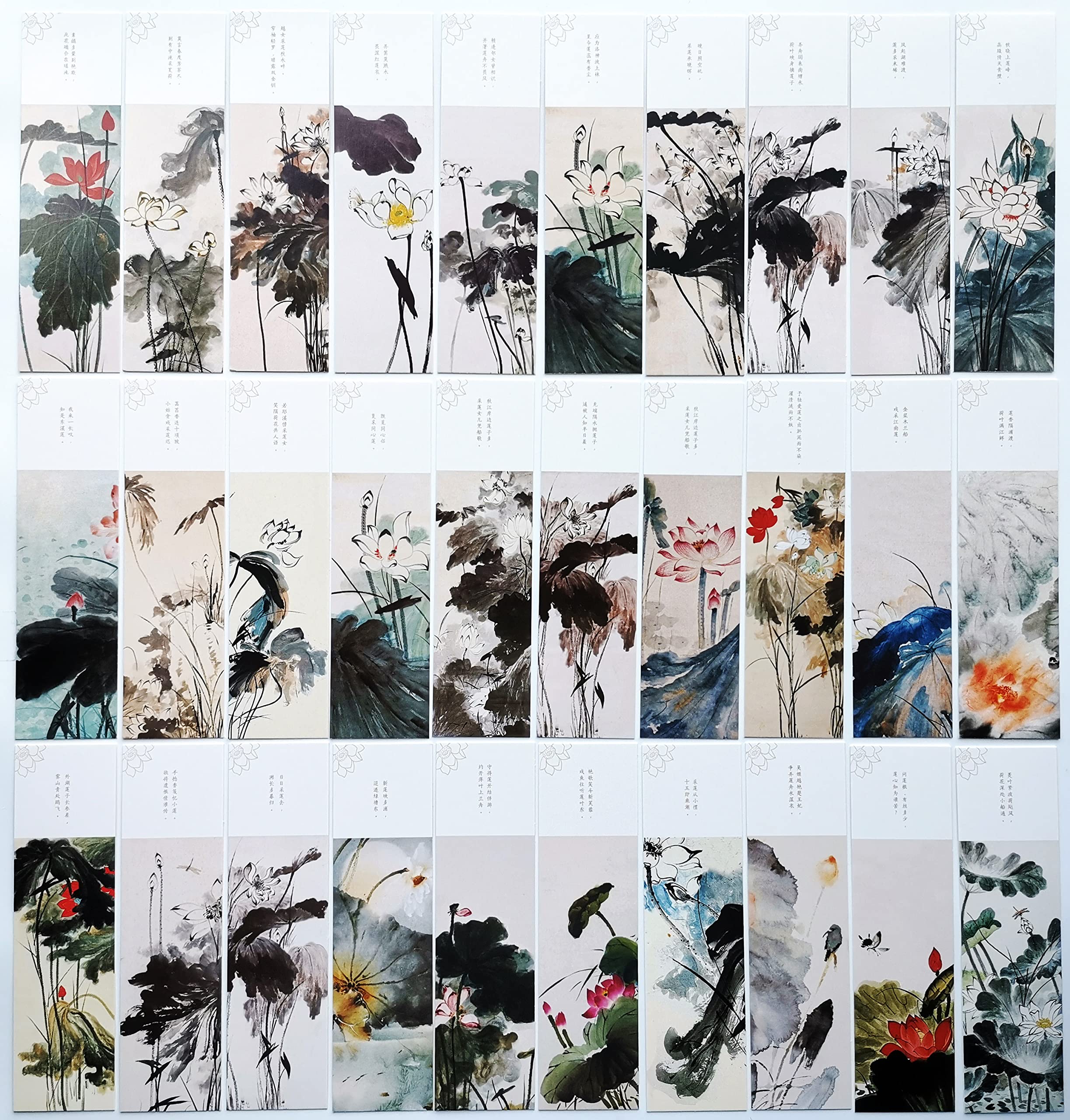 Amazon.com: Chinese Lotus Flower Painting Bookmarks Set China Brushes ...