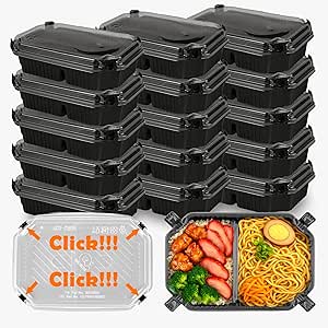 Amazon.com: RELOCKS 20 Oz Take-out Bento Box, 2 Compartment Divided ...
