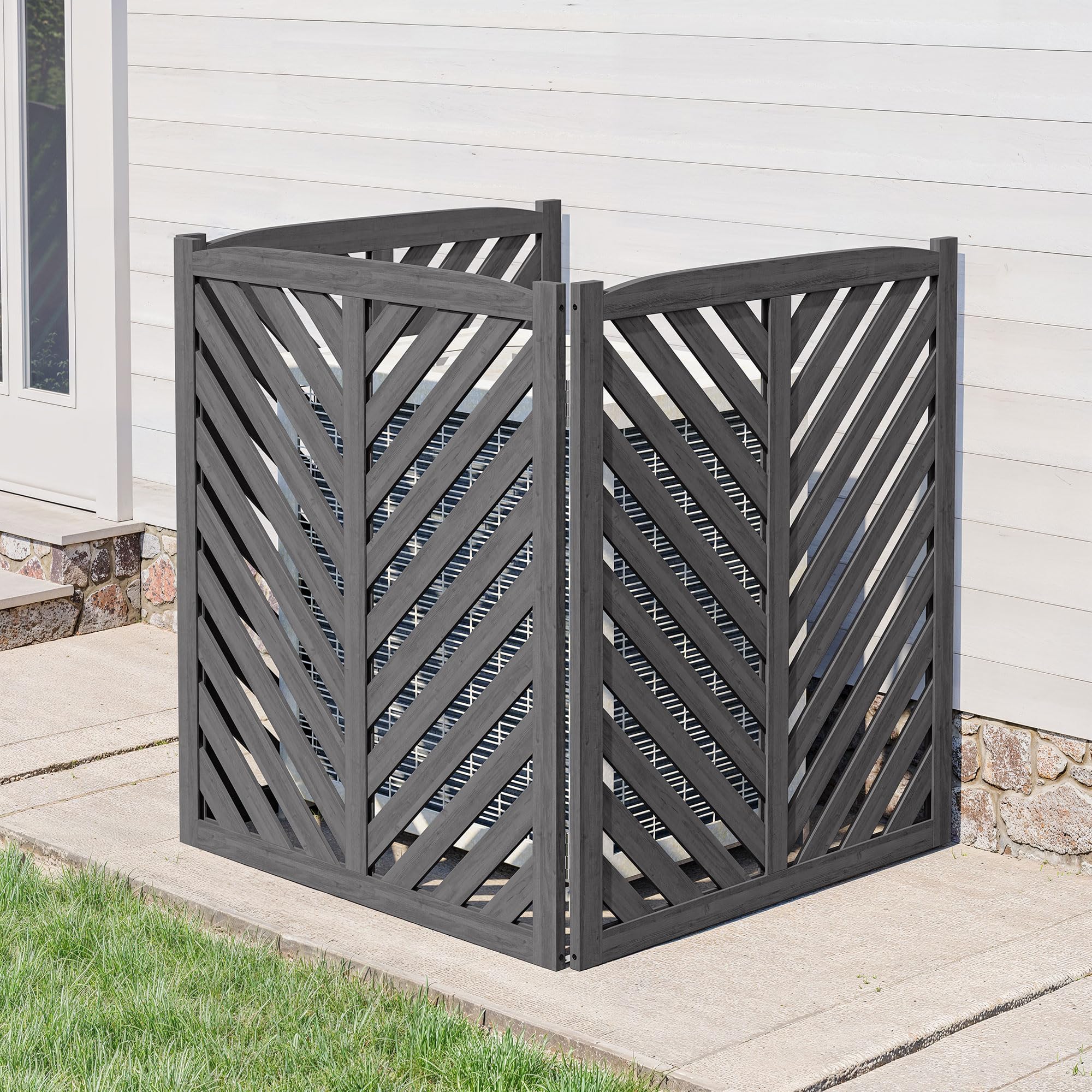 Amazon.com : 3-Panel Outdoor Air Conditioner Fence 3-Section Outdoor ...