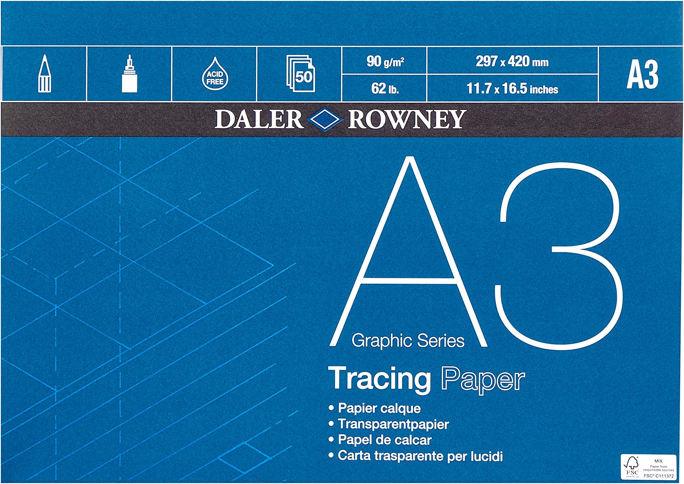 Daler-Rowney Graphic Series Marker 70gsm A4 Paper Pad, Smooth Surface ...