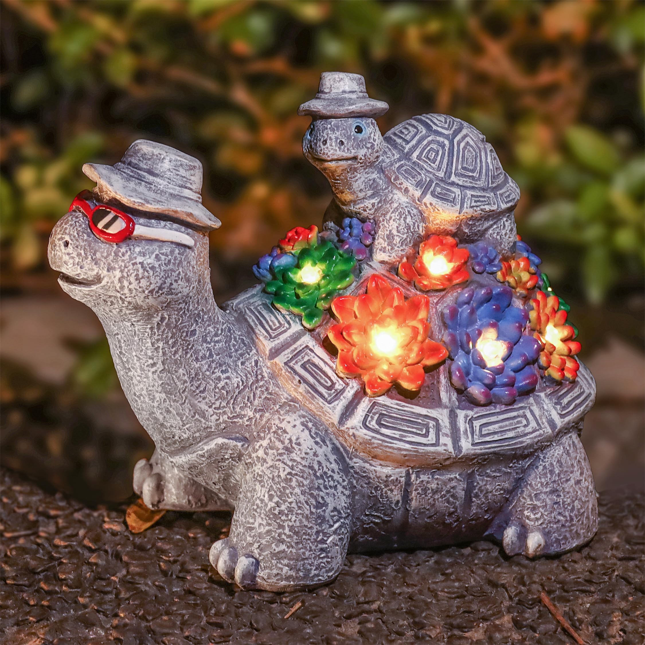 Amazon.com: Solar Turtles for Outdoors -Cute Turtle Figurines with Baby ...