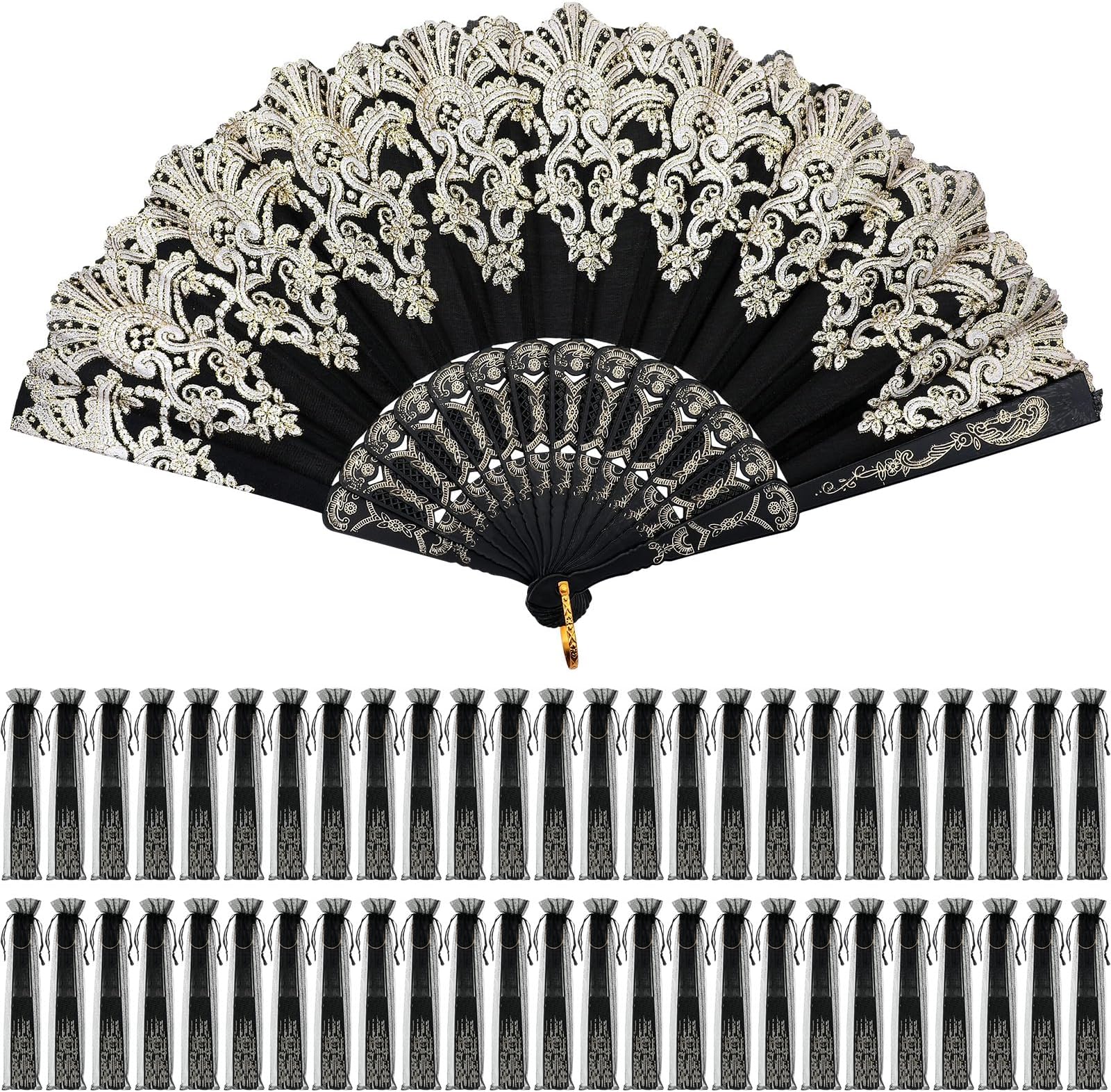 Amazon.com: Geelin 50 Pcs Hand Lace Foldable Fans Bulk for Women with ...