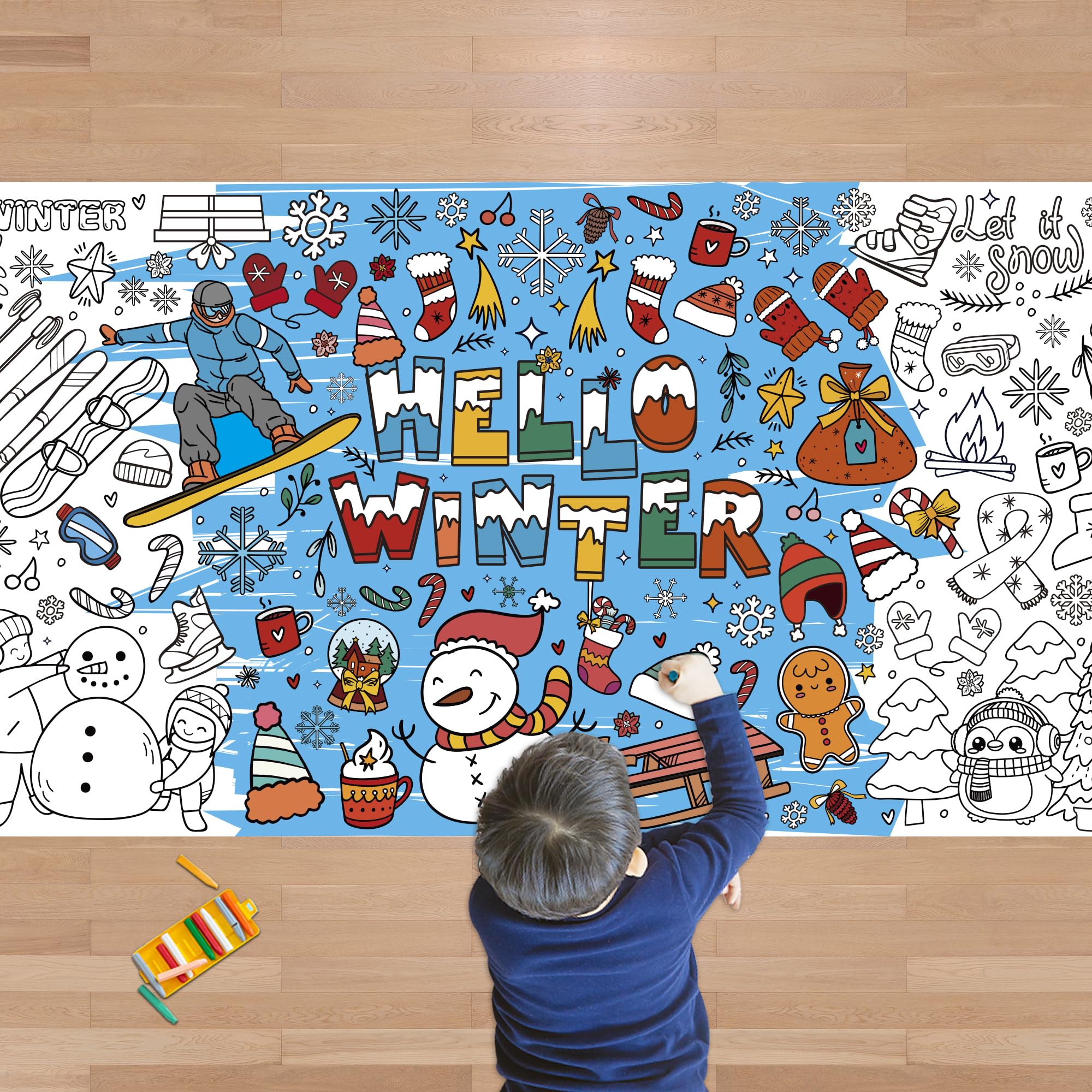 Amazon.com: OHOME Winter Giant Coloring Poster/Tablecloth-Winter ...