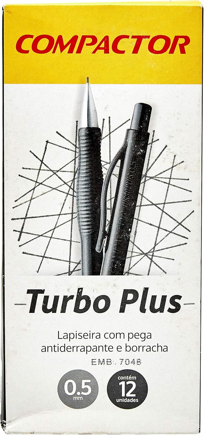 Lapiseira, Compactor 01398, Preta, 0.5 mm, Pacote de 12 | Amazon.com.br