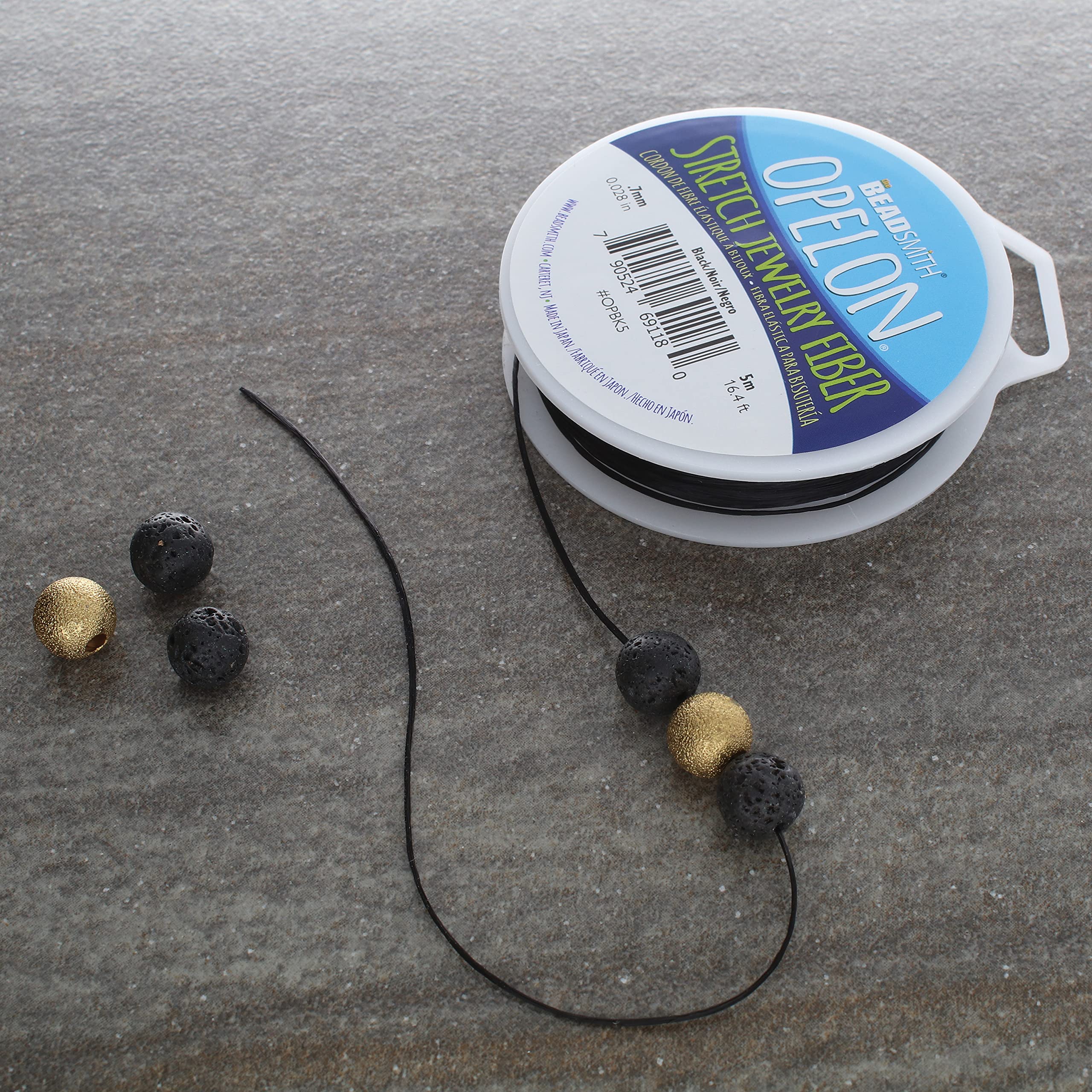 The Beadsmith Opelon Cord, Stretch Jewelry Fiber, Black Color .7mm ...