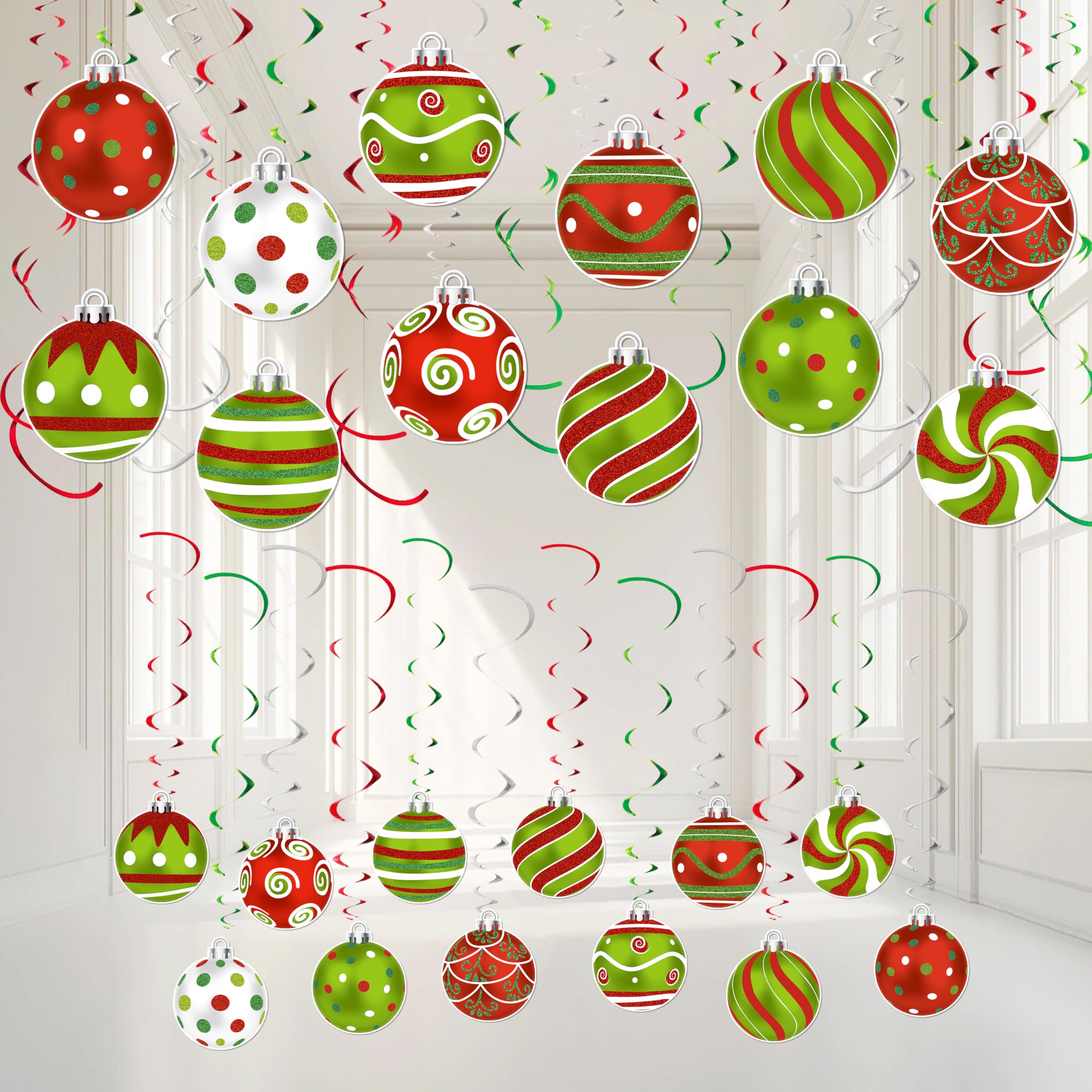 Amazon.com: Fayoo 54 Pcs Christmas Hanging Swirls Decorations Christmas ...
