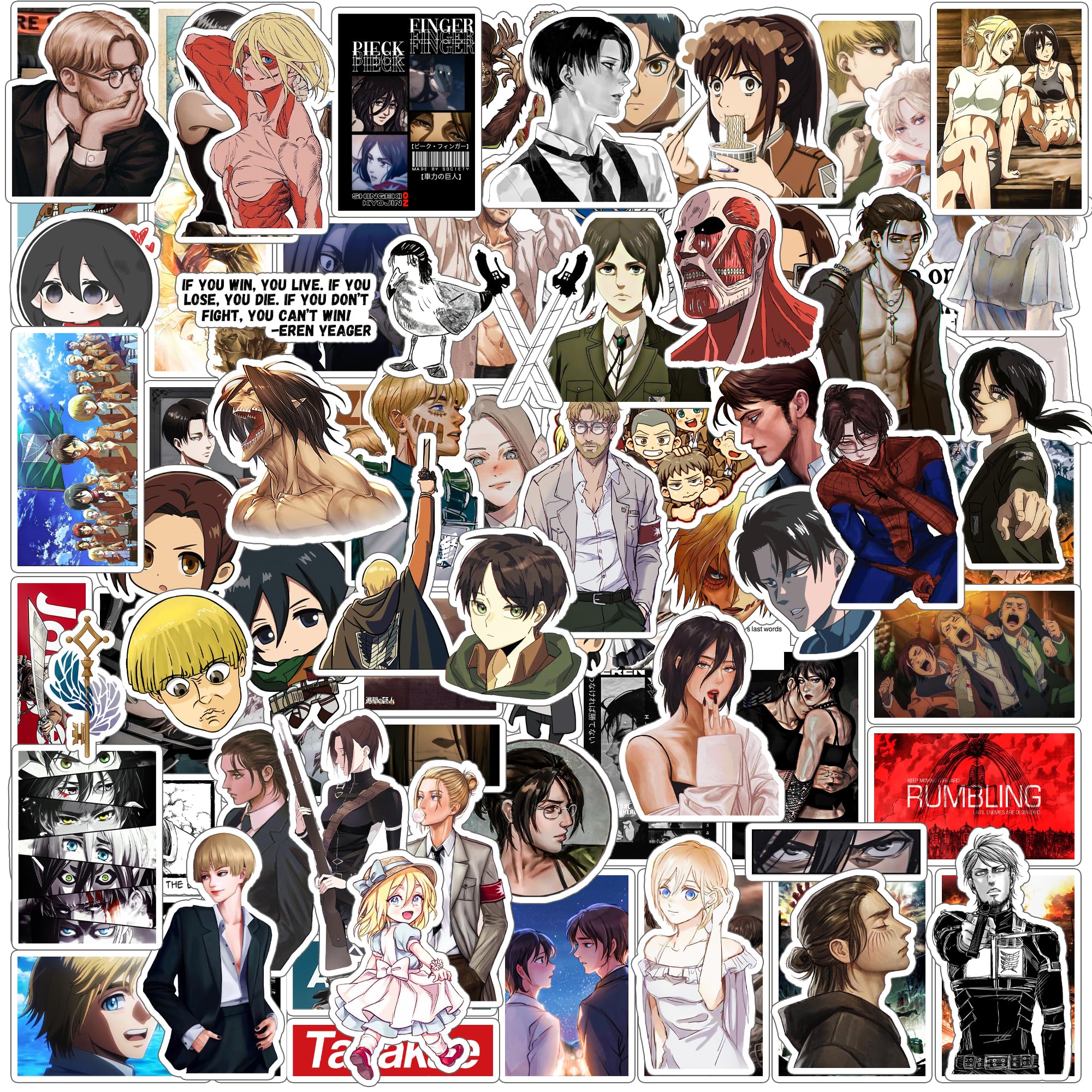 Paper9store Pack of 85+ Attack on Titan Stickers for Laptop, Phone Case ...