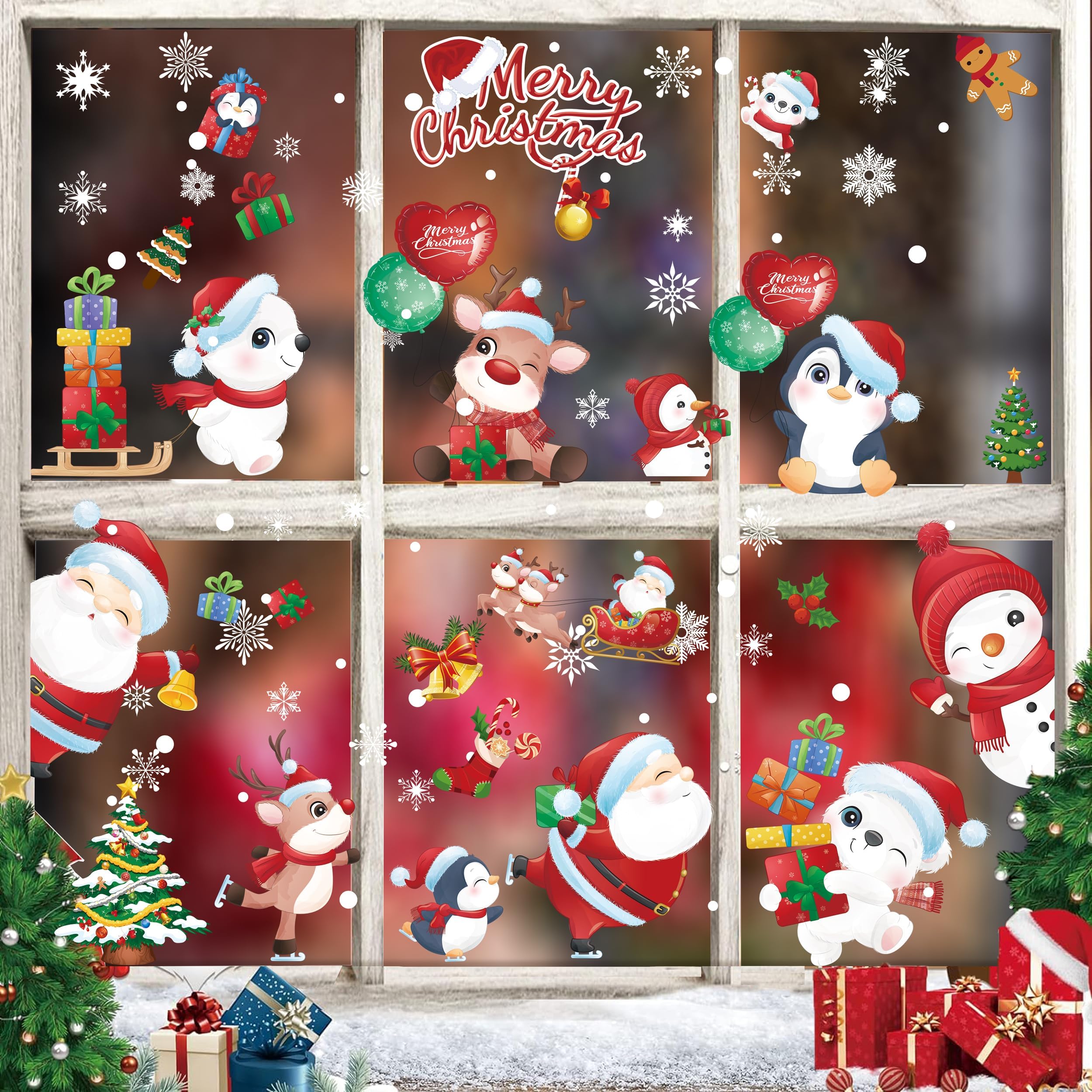 Amazon.com: MuRealy 9 Sheets Christmas Window Stickers - Premium ...
