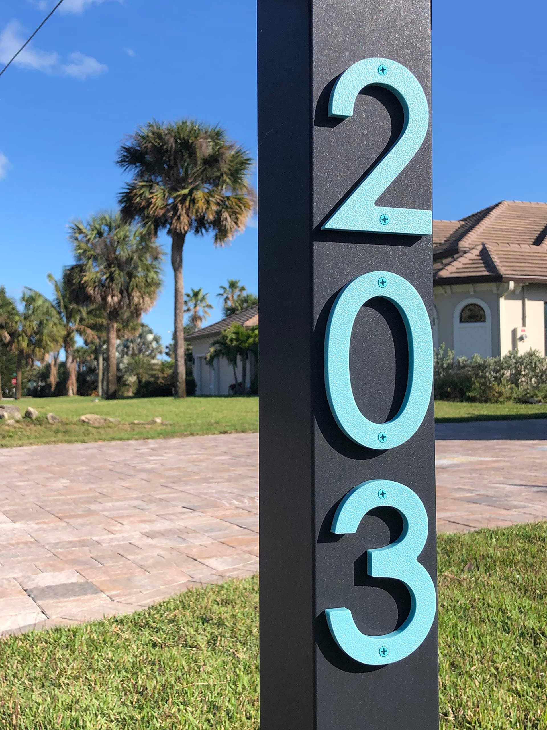 Amazon.com: Aqua House Numbers for Mailbox Post, 4 Inches tall, plastic ...