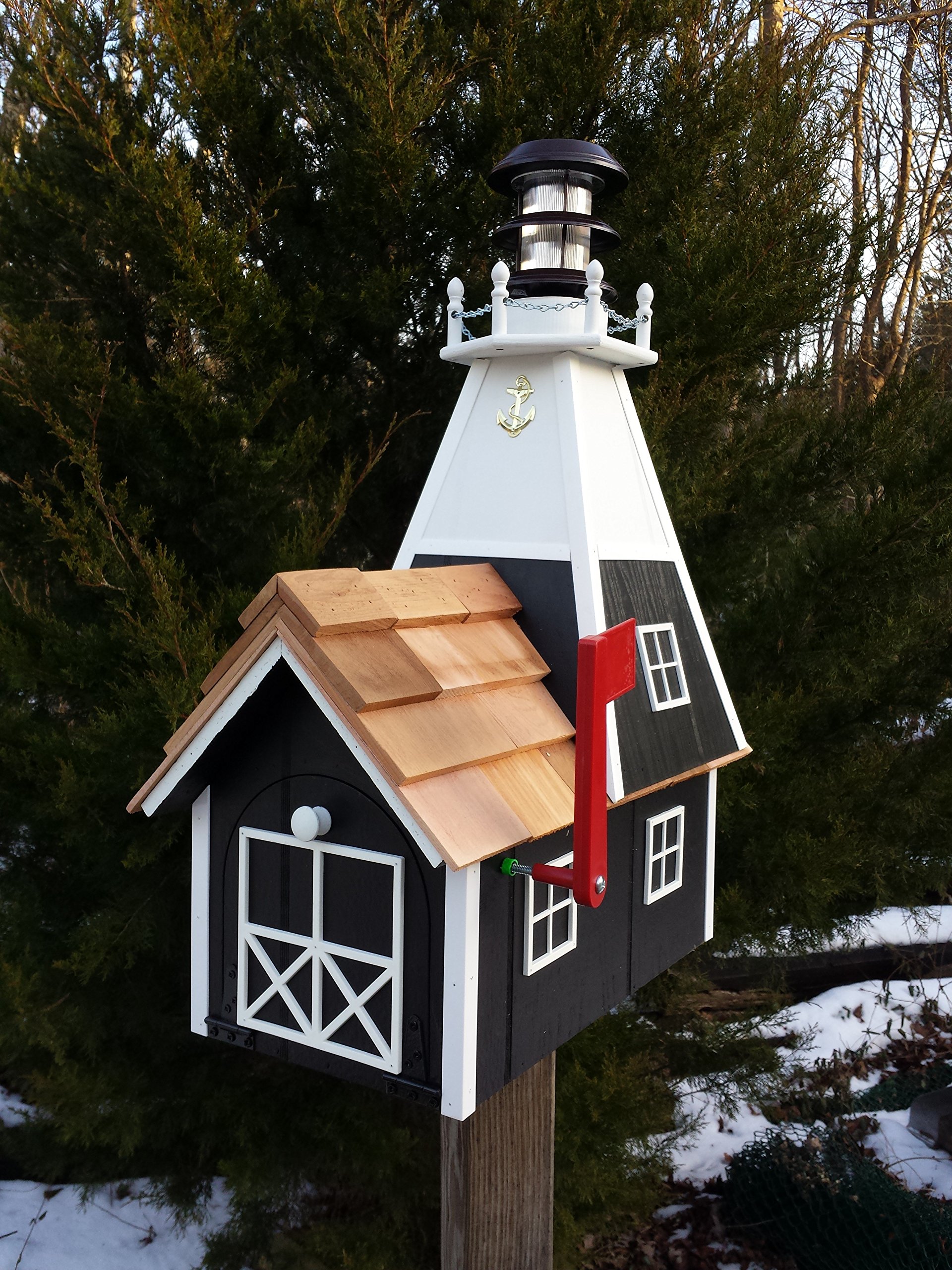 Amazon.com: Amish Homemade Solar Nautical Lighthouse Rural Mailbox ...