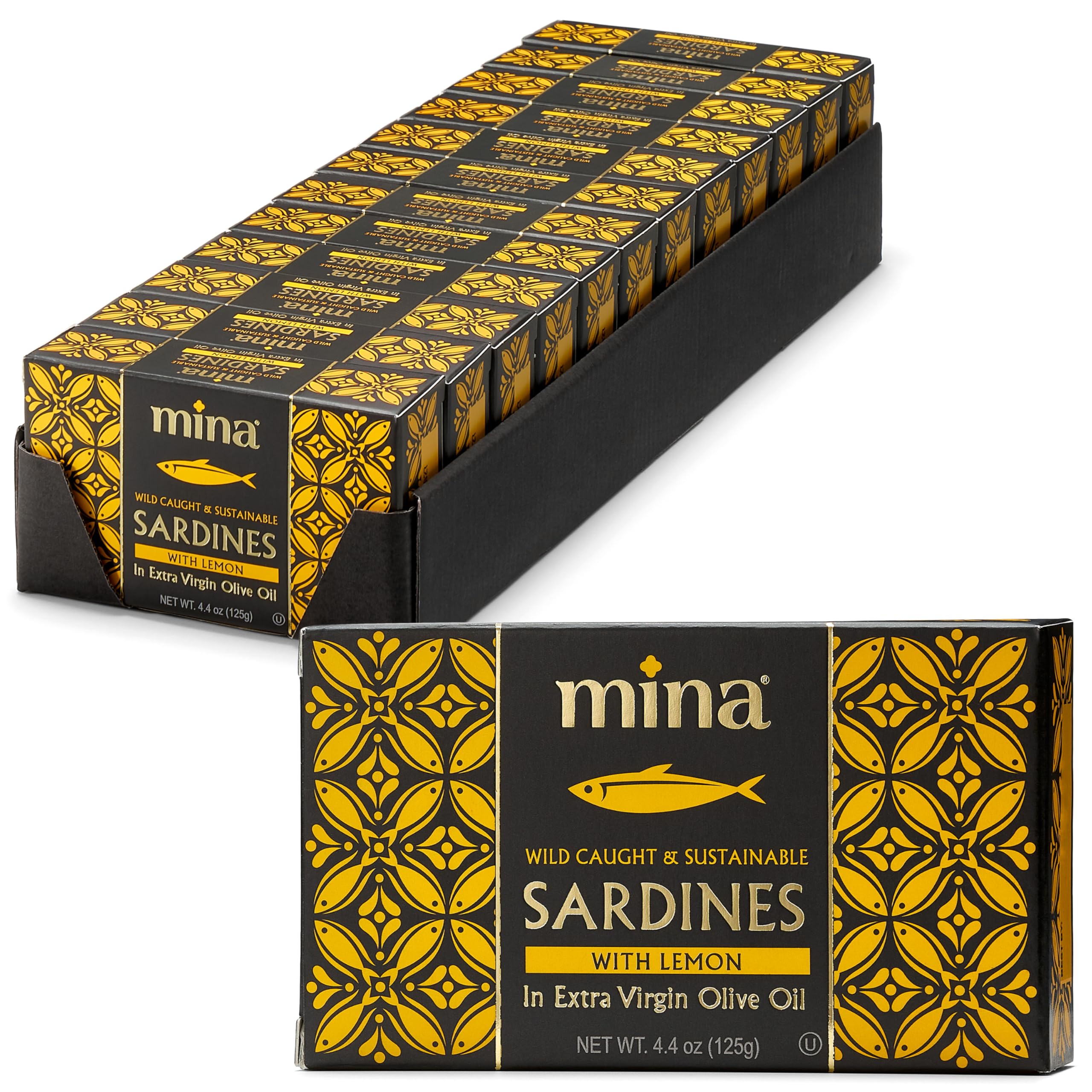 Amazon.com: Mina Sardines in Extra Virgin Olive Oil with Lemon, 4.4 oz (Pack of 12), Sardines in ...
