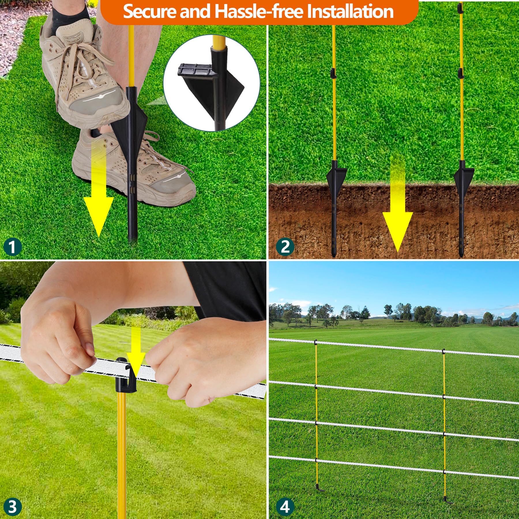 Snapklik.com : Fiberglass Fence Posts 45 - 20 PCS, Step In Electric ...