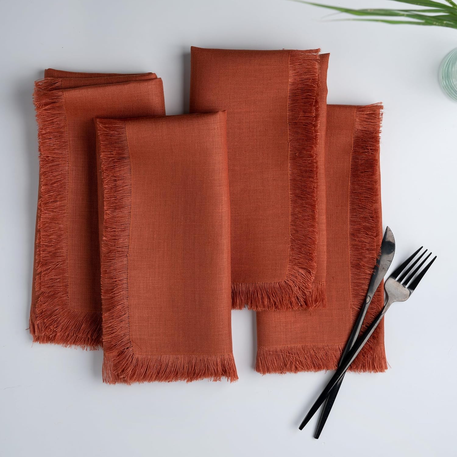 Amazon.com: D'Moksha Homes Rust Linen Napkins 20 x 20 Inch - 100% Pure ...