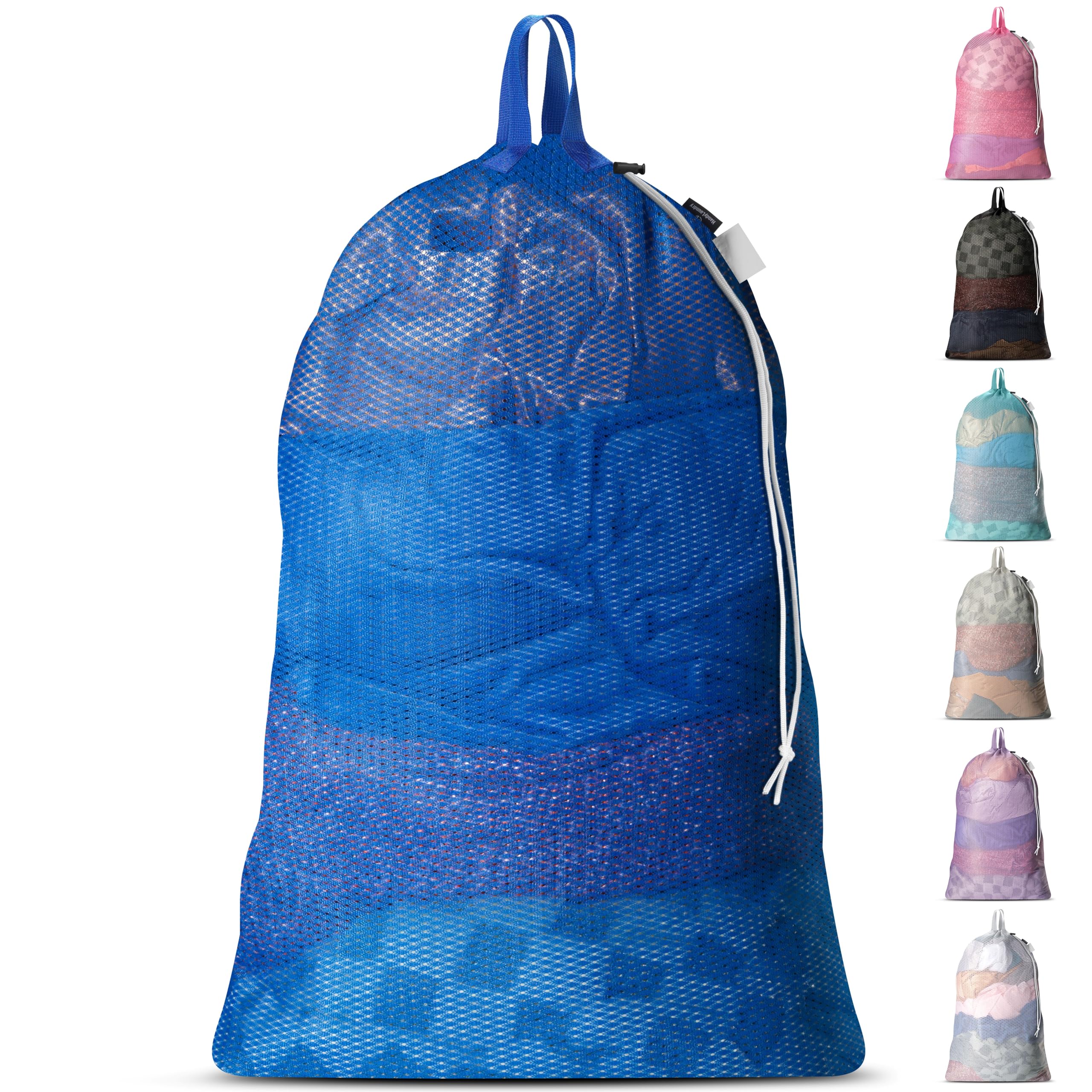 Amazon.com: Large Mesh Laundry Bag - Carry Handles, Secure Drawstring ...