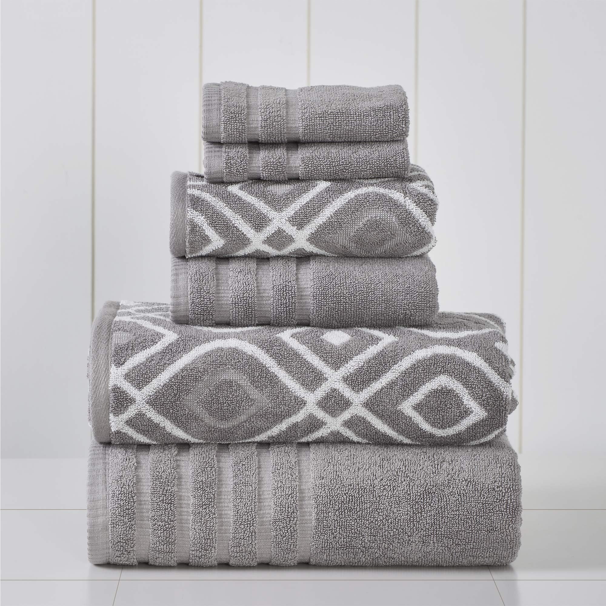 Pacific Coast Textiles 6 Pc Yarn Dyed Towel Oxford Ash Grey, 6-Piece ...