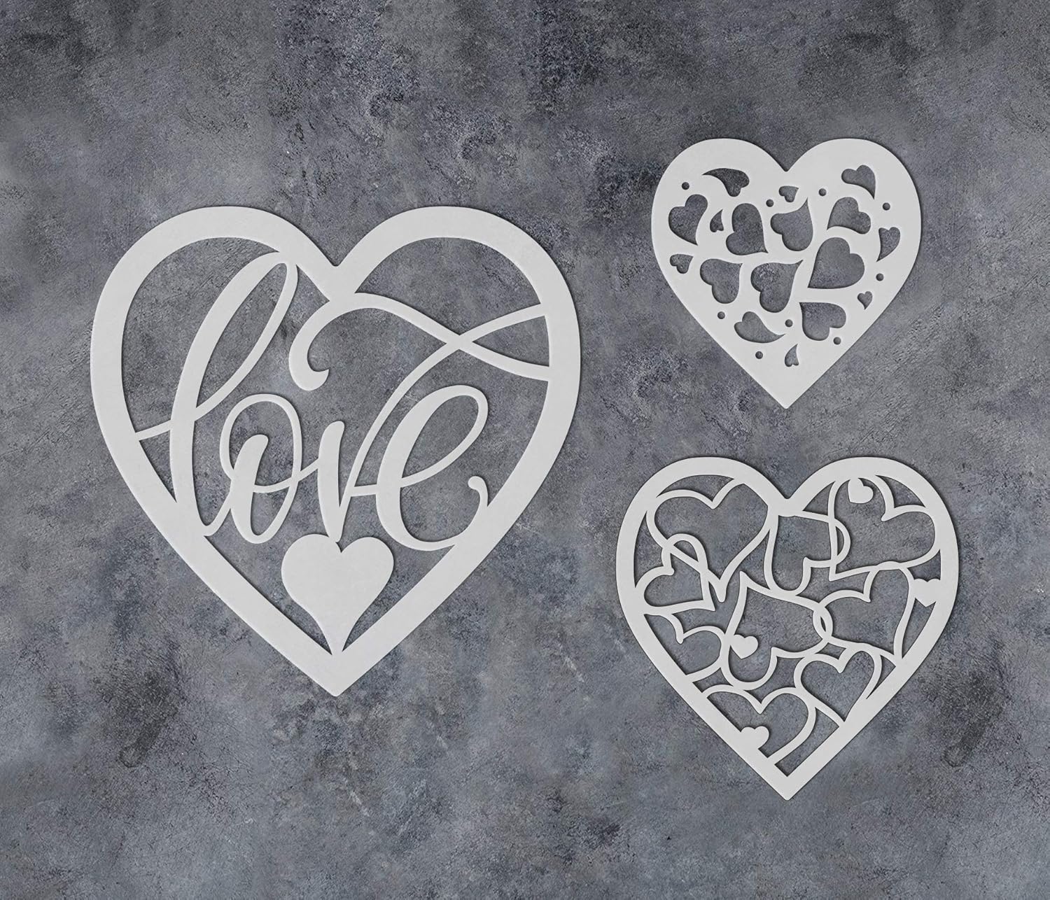 Amazon.com : GSS Designs Love Heart Stencil - Pack of 3 Hearts Stencils ...