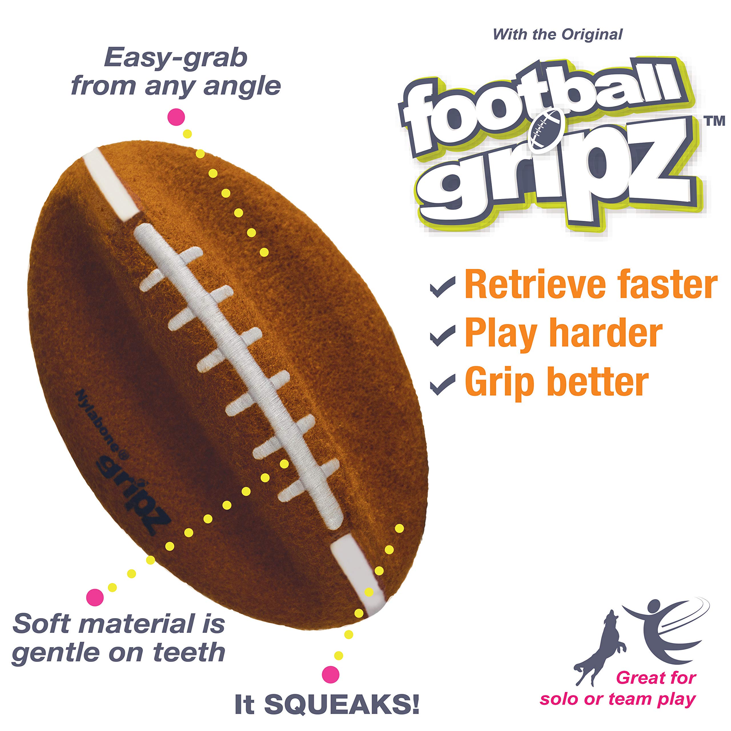 Snapklik.com : Nylabone Power Play Felt Football Gripz Fetch Toy ...