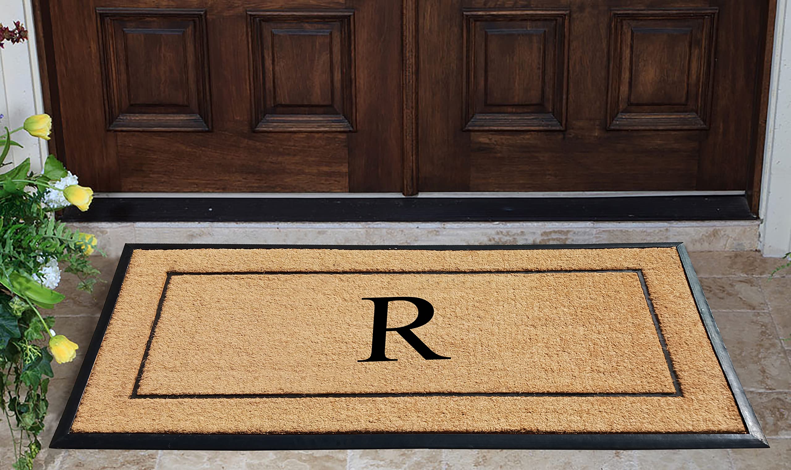 A1HC Natural Coir & Rubber Large Monogrammed Door Mat 30x60 Inches ...