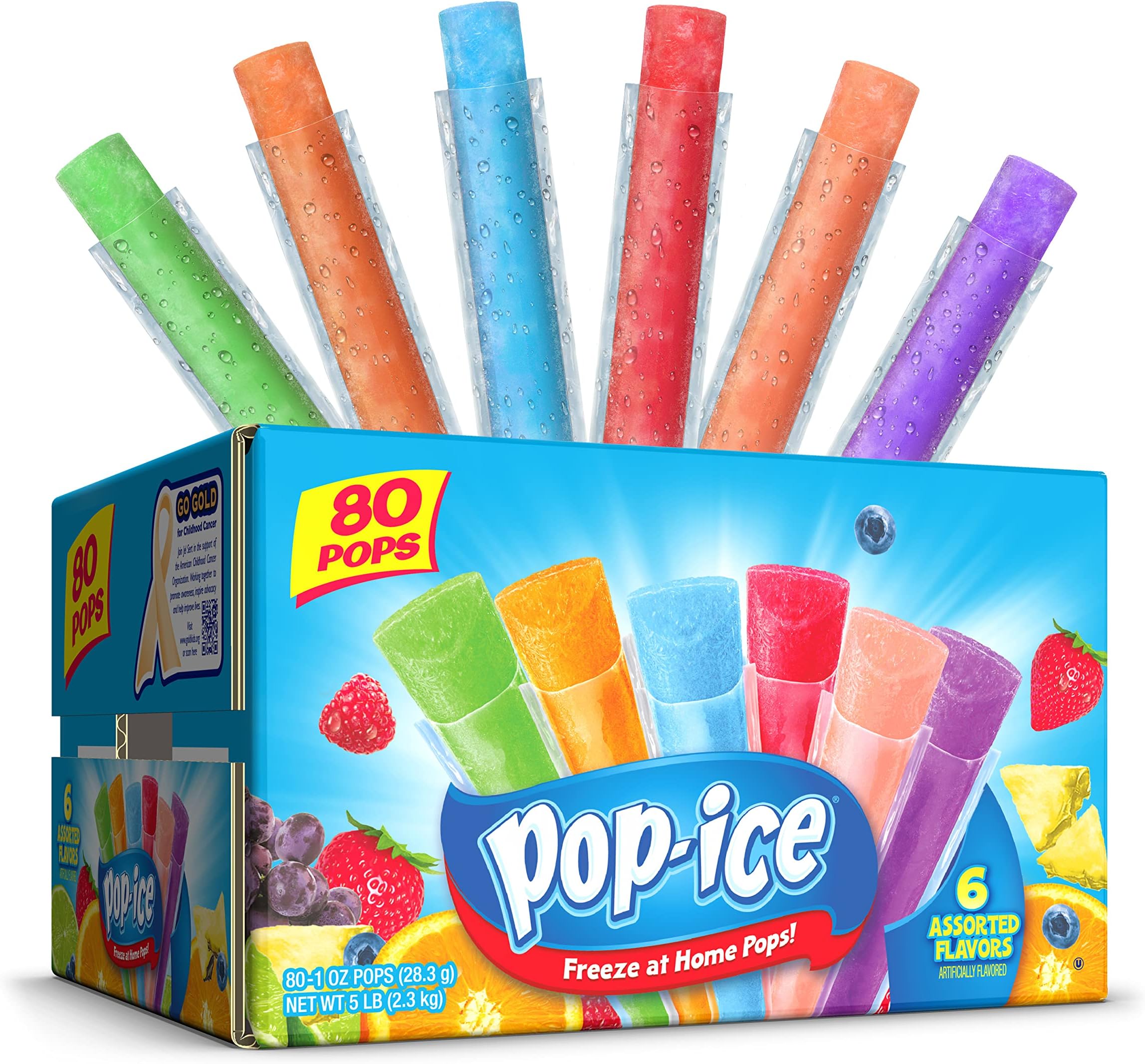 Amazon.com : Pop Ice Popsicle Variety Pack of 1 Oz Freezer Bars ...