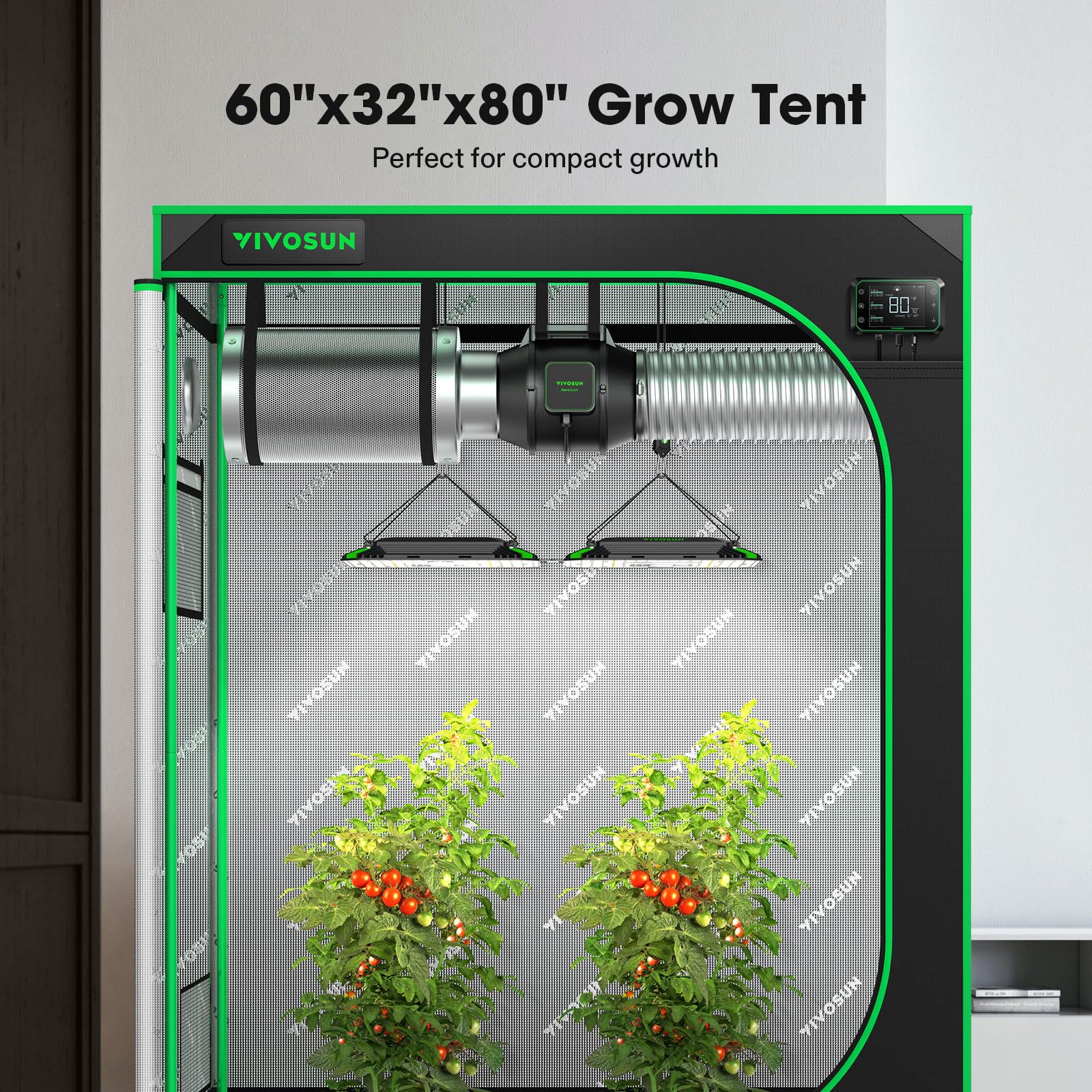Snapklik.com : VIVOSUN S538 5x2 Grow Tent, 60x32x80 High Reflective Mylar