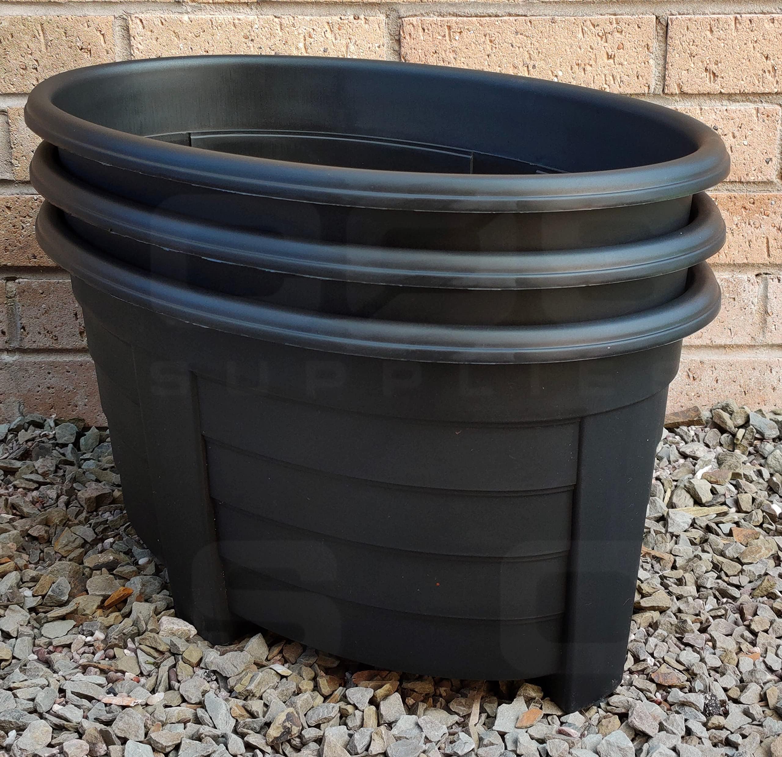 COS 55cm Ebony Trough Planter - Long Plastic Planter Pot for Indoor and ...