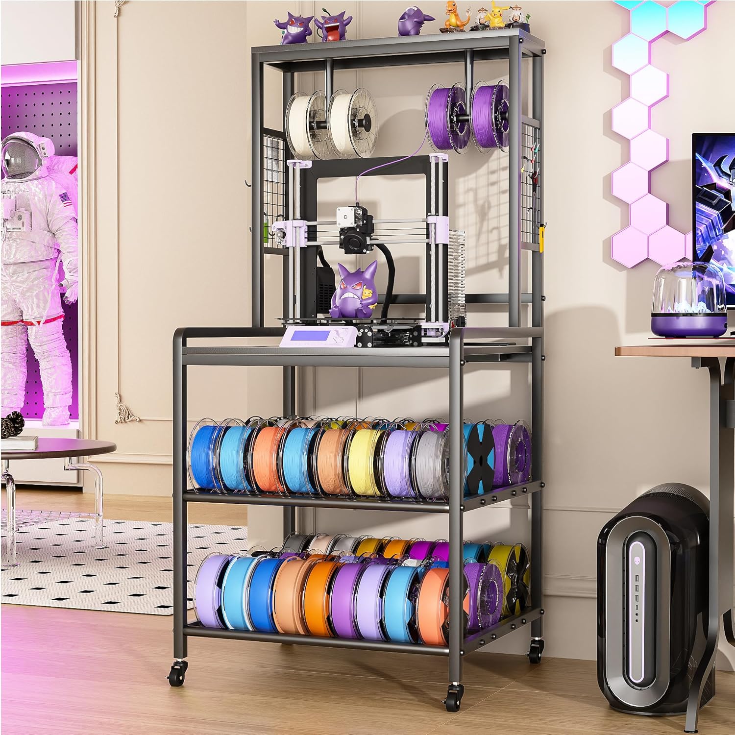 Amazon.com: Saudism 3D Printer Stand with Filament Storage & Power ...
