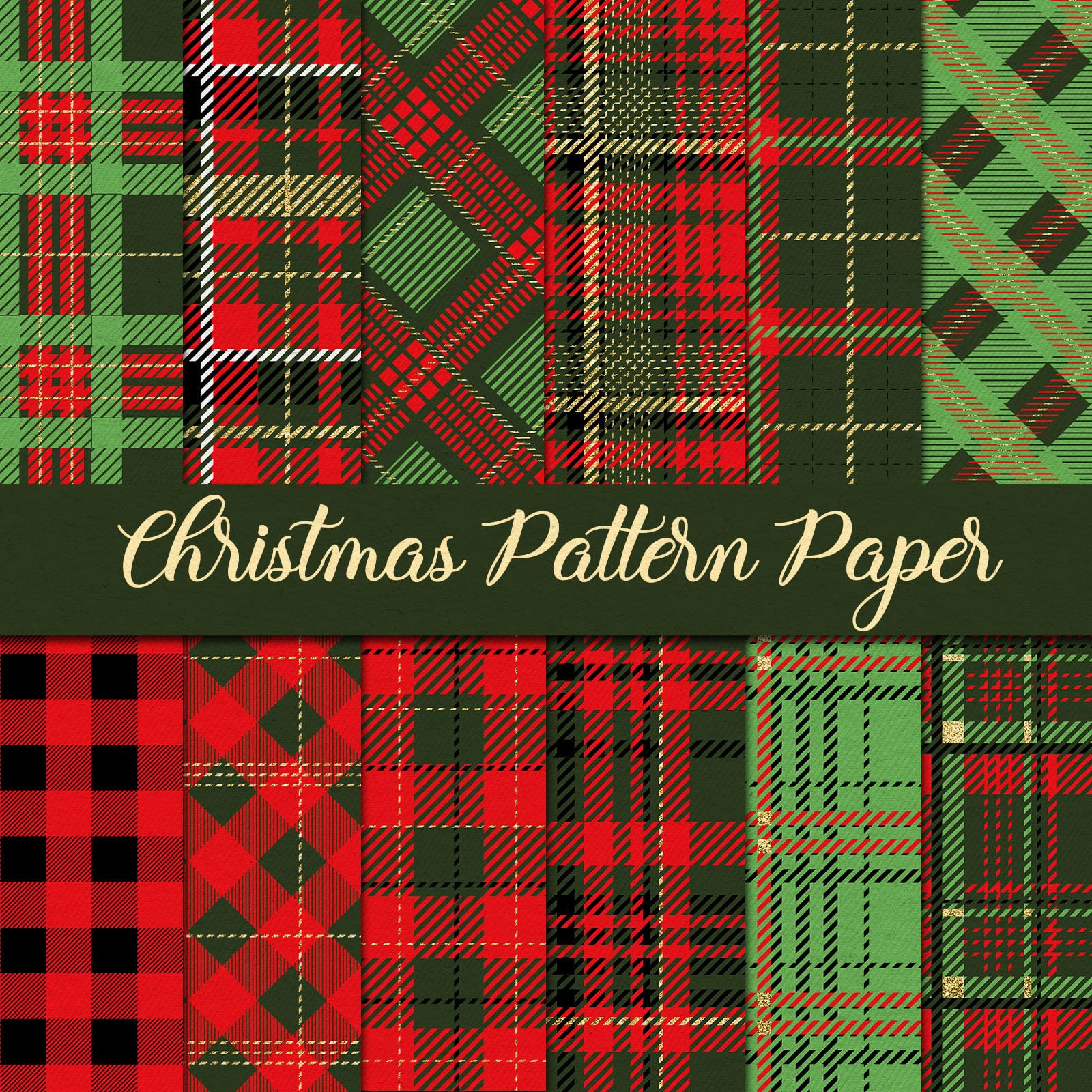Amazon.com : Whaline 24Pcs Christmas Pattern Paper Plaid Scrapbook ...